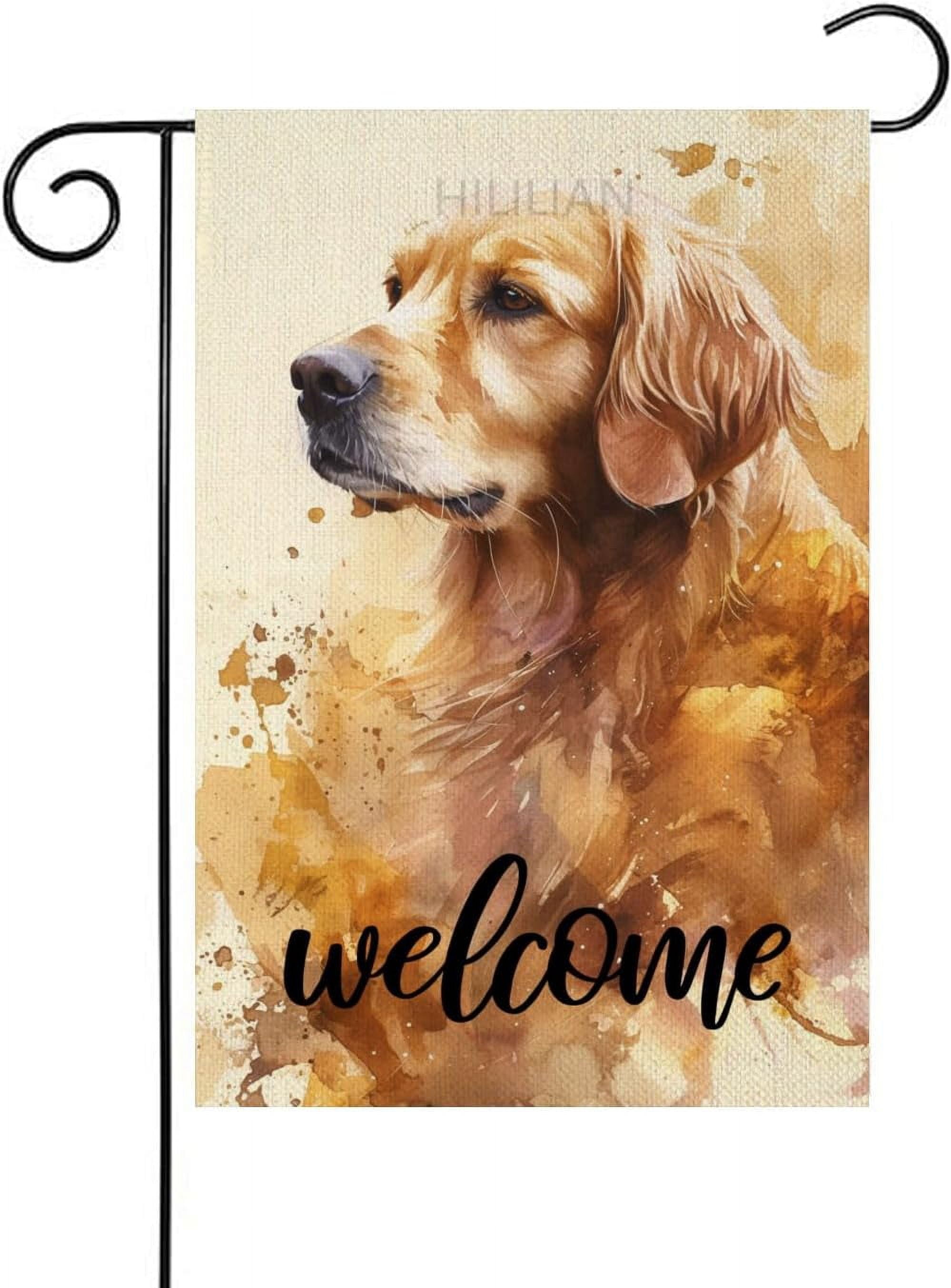 TraQunn Watercolor Golden Retriever Garden Flag Welcome Premium Animal ...