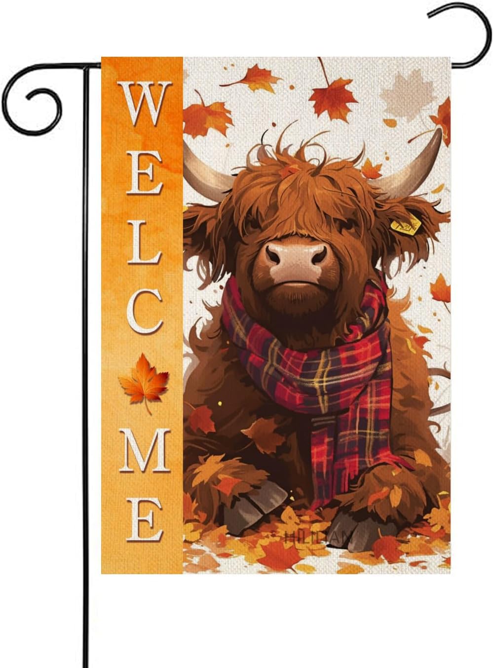 TraQunn Welcome Highland Cow Fall Garden Flag Buffalo Plaid Check Scarf ...