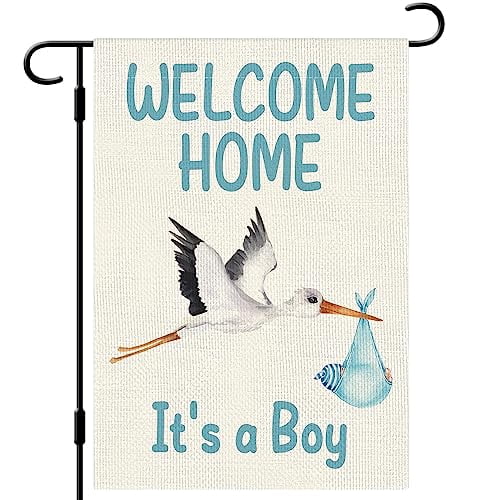TraQunn Welcome Home Baby Boy Garden Flag Baby Shower Garden Flag 12×18 ...