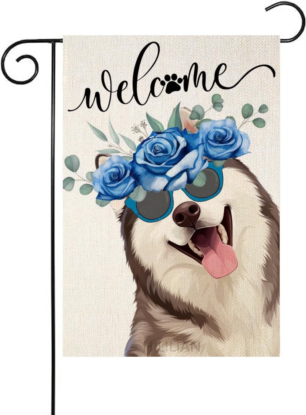 TraQunn Welcome Husky Garden Flag 12x18 Inch Double Sided Dog with Blue ...