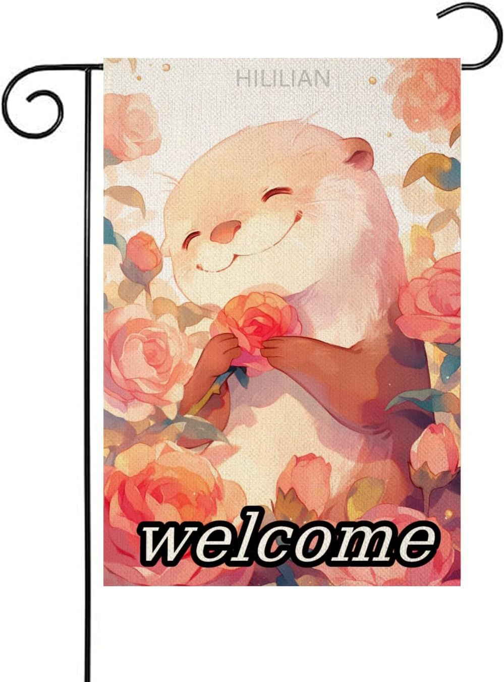TraQunn Welcome Rose Otter Garden Flag Small Seasonal Outdoor Decor for ...