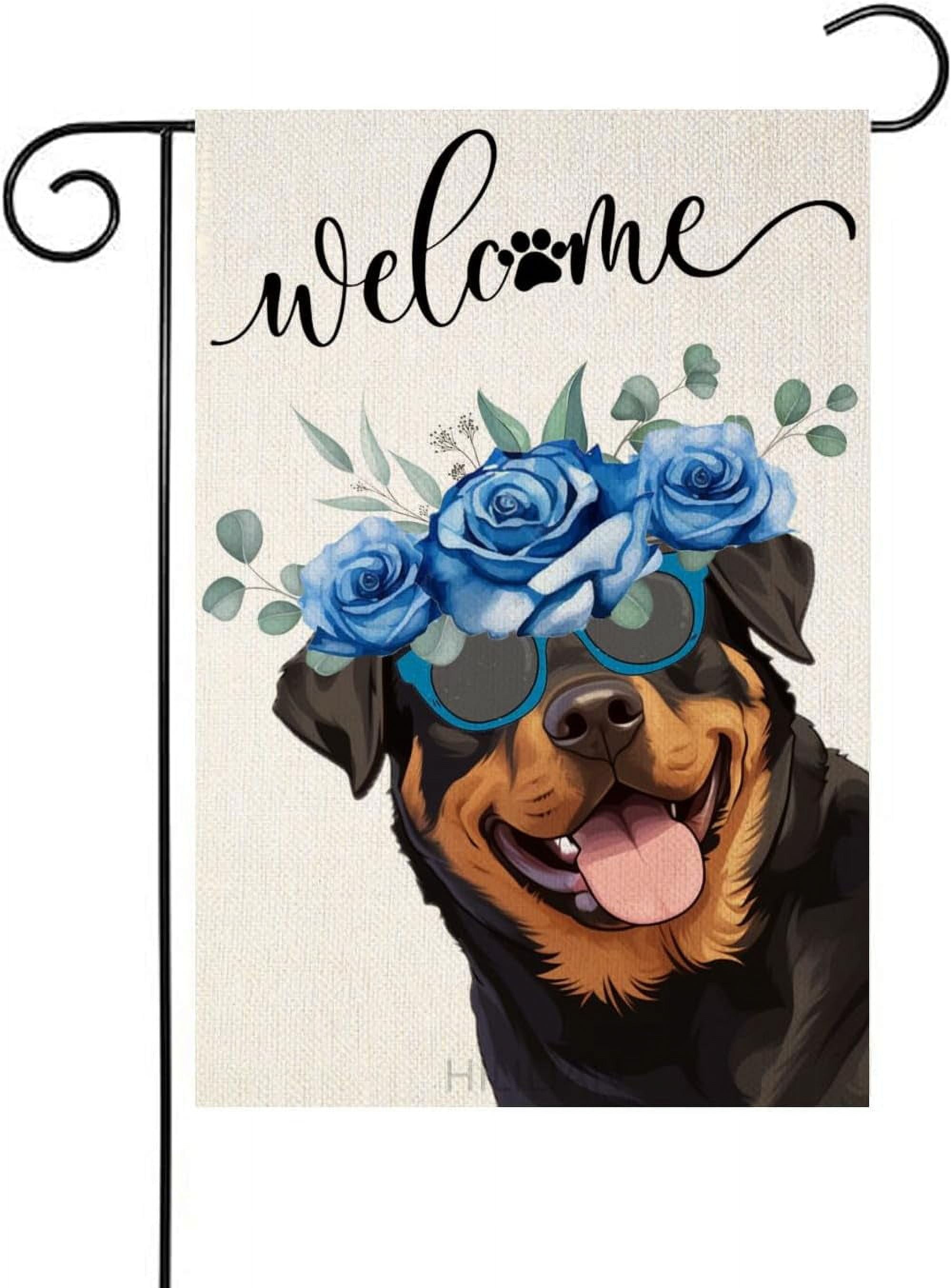 TraQunn Welcome Rottweiler Garden Flag 12x18 Inch Double Sided Dog with ...