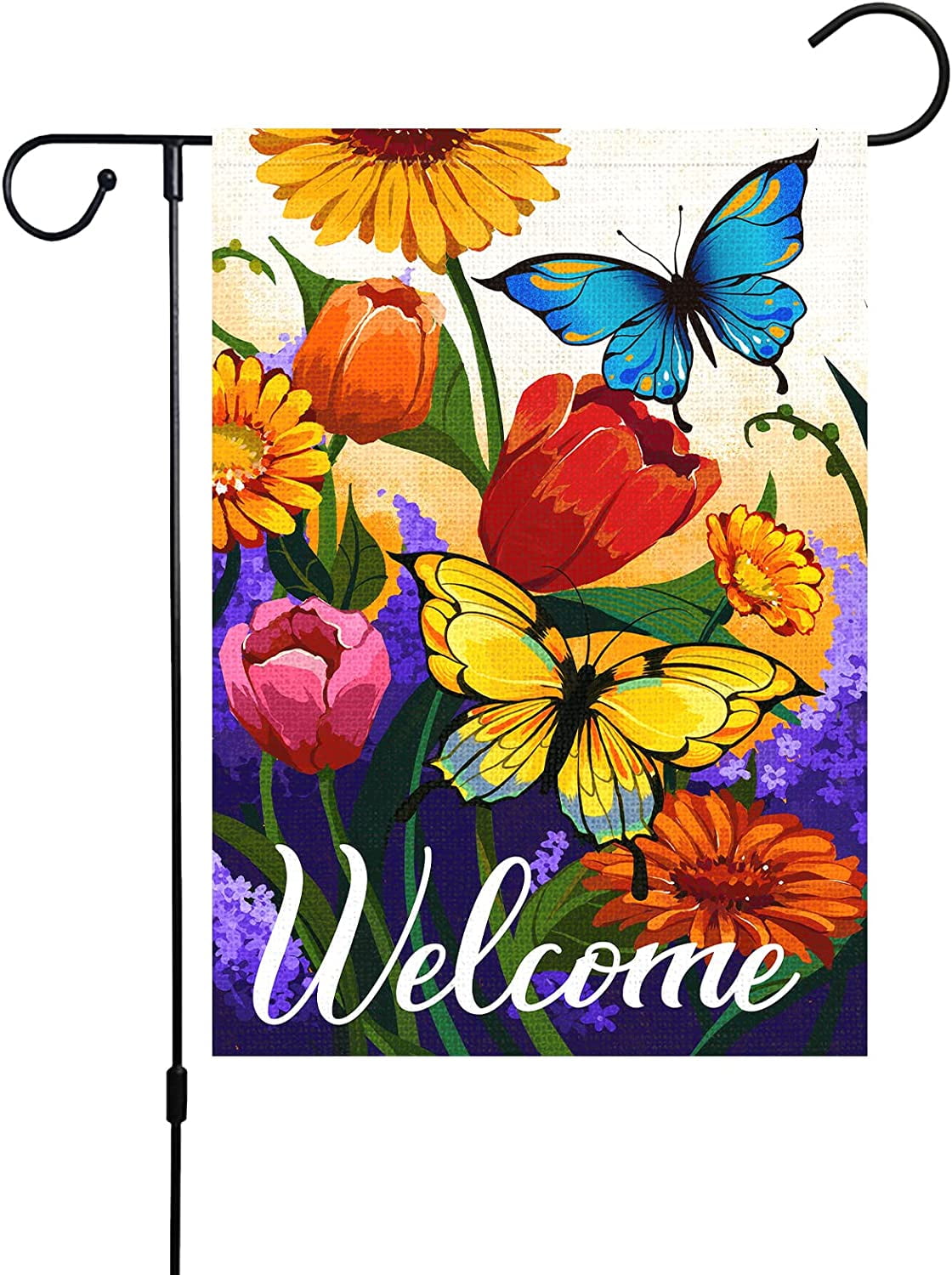 TraQunn Welcome Spring Floral Garden Flag 12x18 Inch Double Sided ...