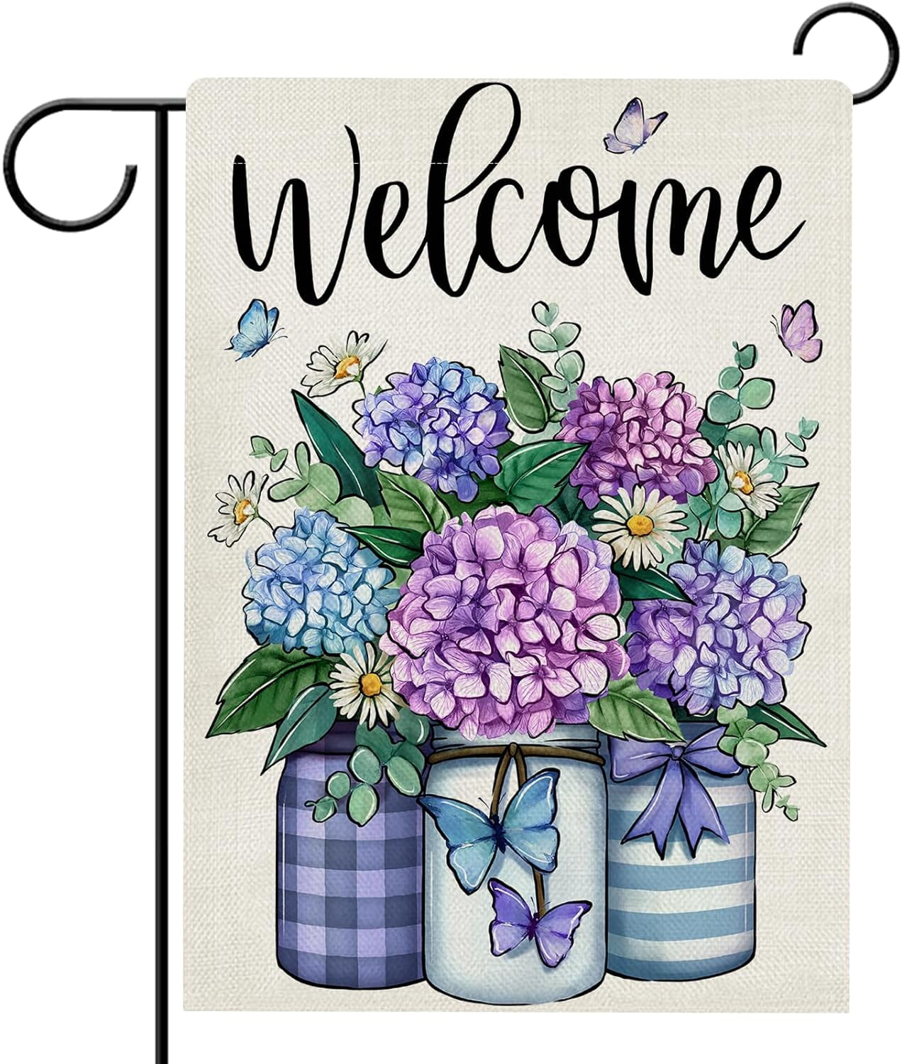 TraQunn Welcome Spring Hydrangea Flower Garden Flag Double Sided Mason ...