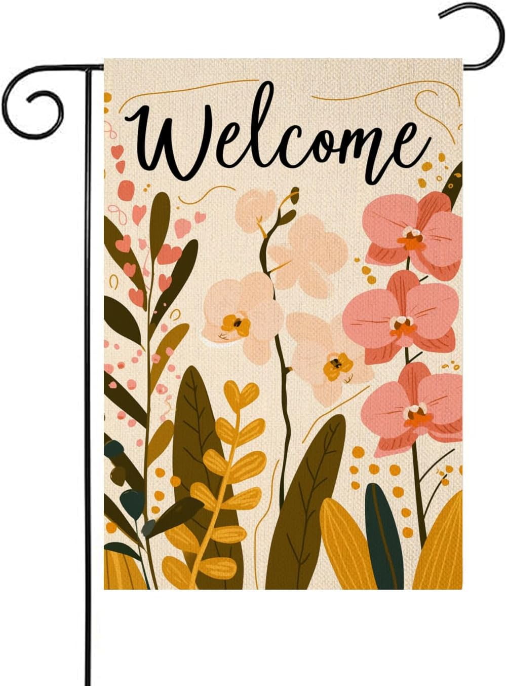 TraQunn Welcome Spring Orchid Garden Flag 12 x 18 Inch Double Sided ...