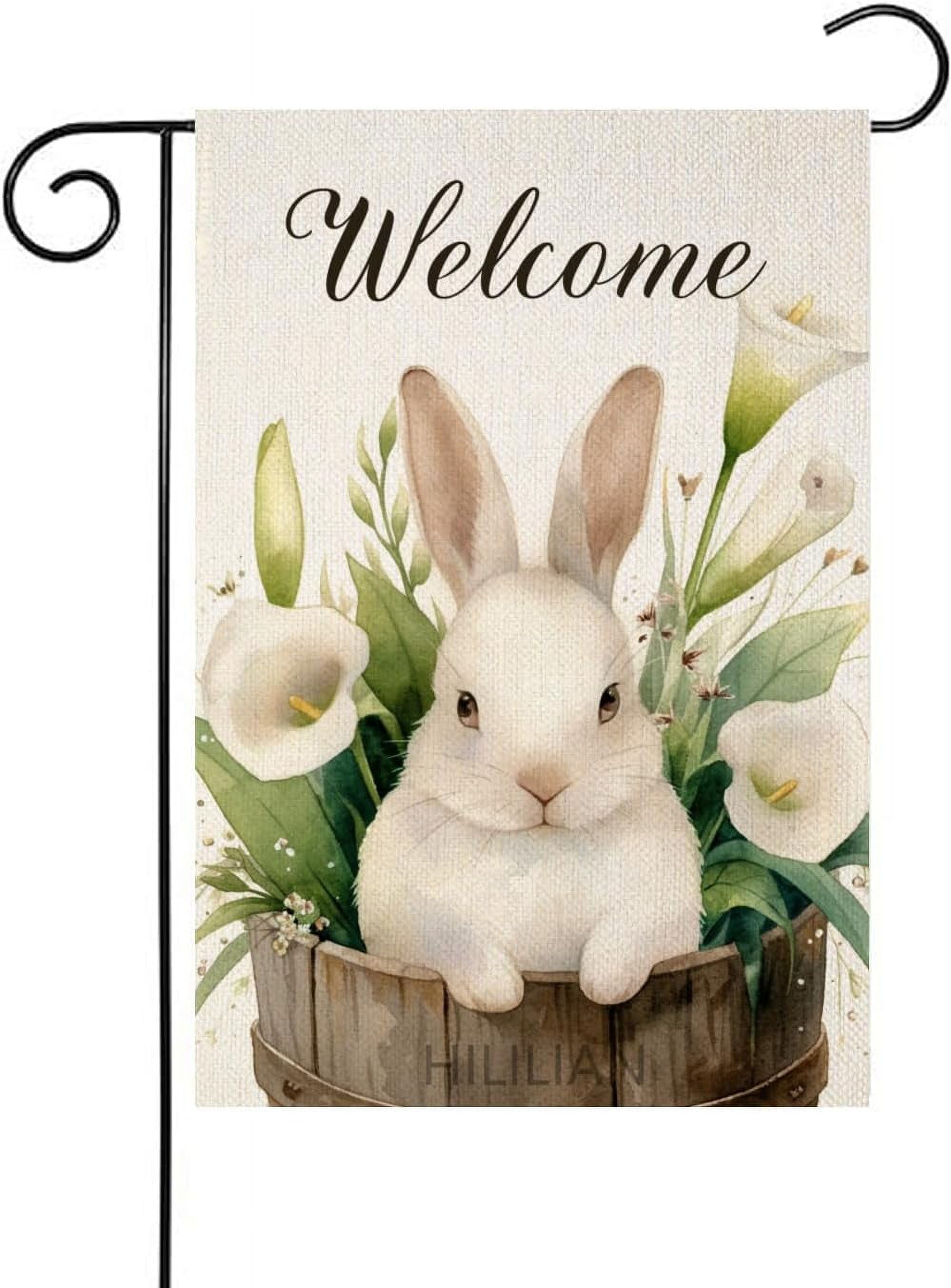 TraQunn Welcome Spring Rabbit Garden Flag Double Sided 12x18 Inch Yard ...