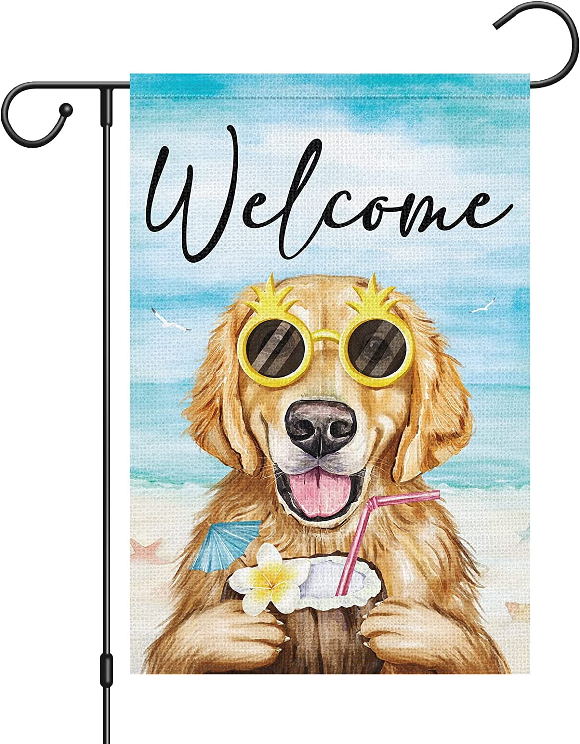 TraQunn Welcome Summer Dog Garden Flags 12x18 Inch Double Sided Burlap ...