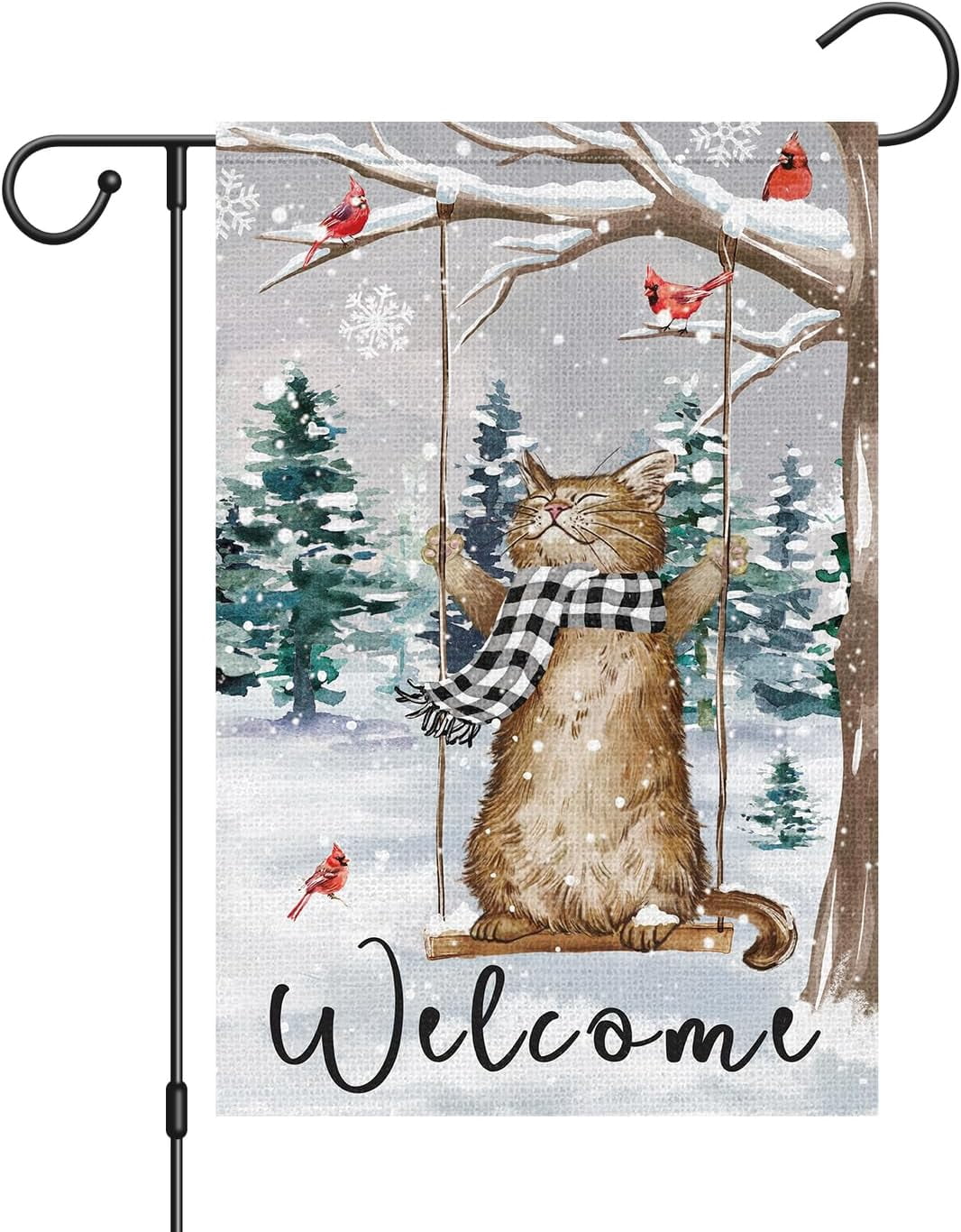 TraQunn Welcome Winter Garden Flag 12x18 Inch Double Sided Burlap Snow ...