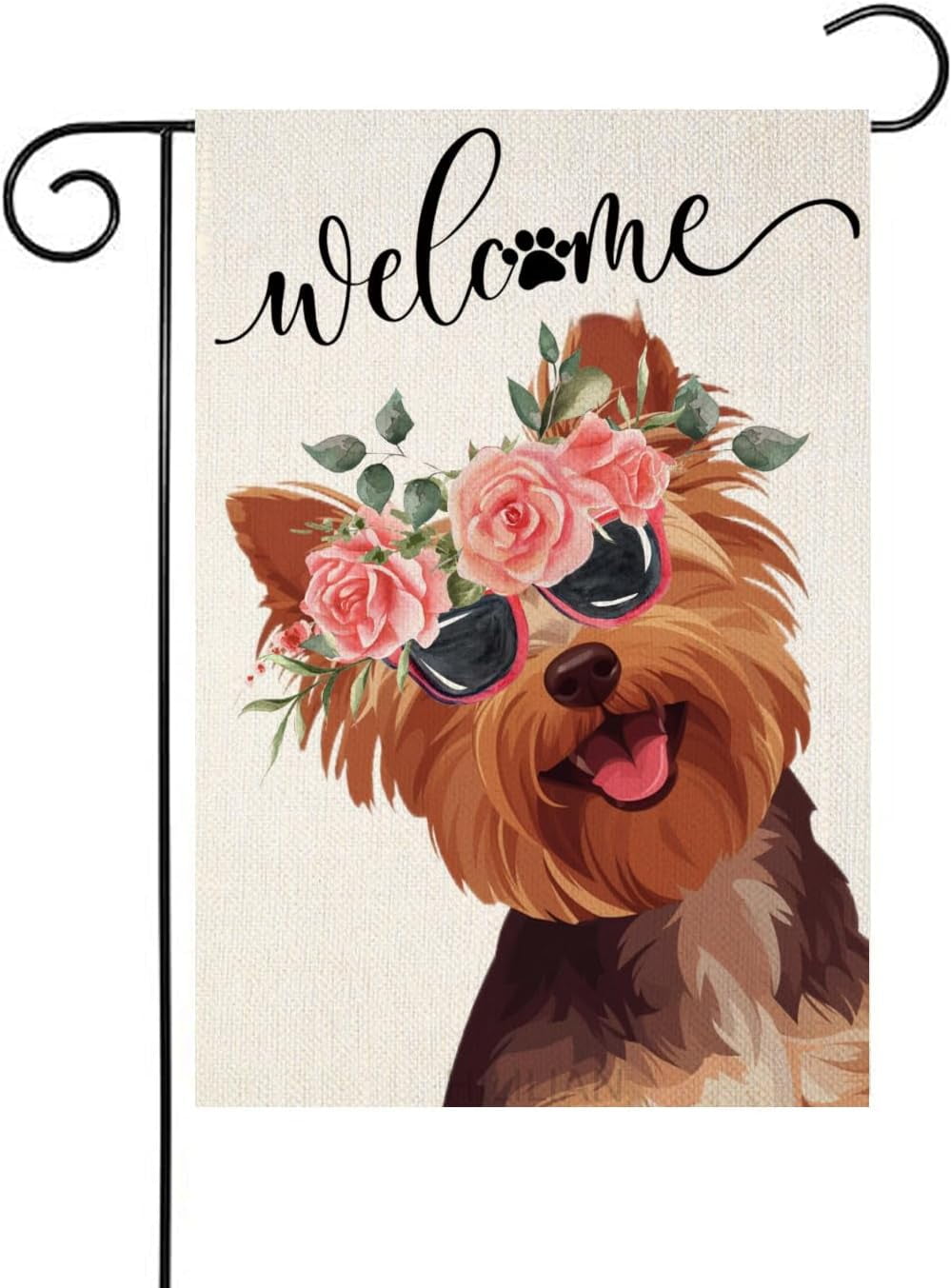 TraQunn Welcome Yorkie Garden Flag 12x18 Inch Double Sided Dog with ...