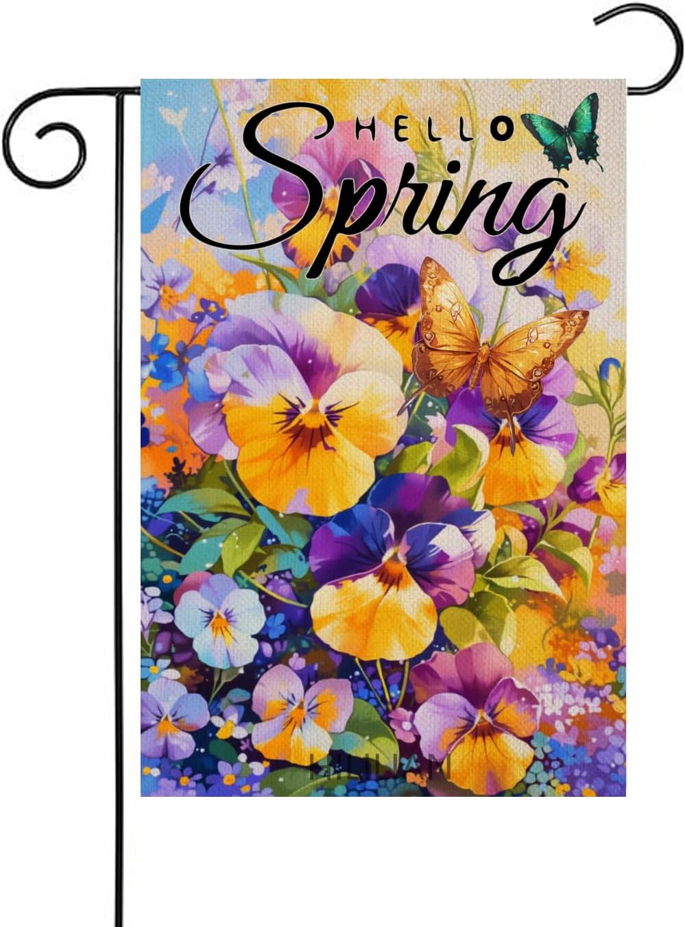 TraQunn pansies Hello Spring Garden Flag Double Sided House Yard ...