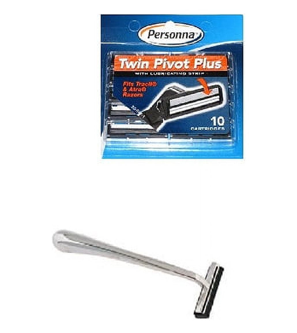 Trac II Chrome Handle + Personna Twin Pivot Plus Razor Cartridges w ...
