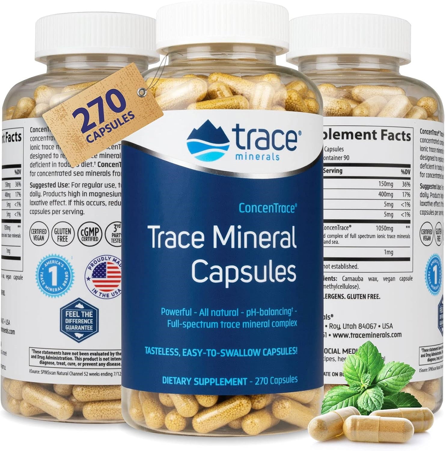 Trace Minerals Low-Sodium ConcenTrace Capsules, Daily Magnesium ...