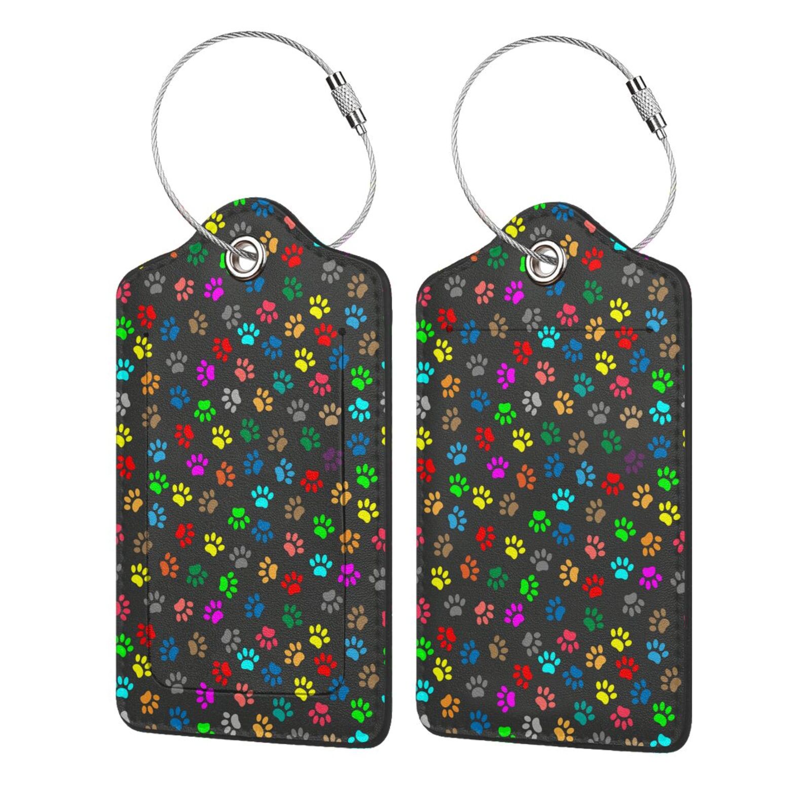 Trace Doodle Paw of cat Prints Luggage Tags for Suitcase PU Privacy ...