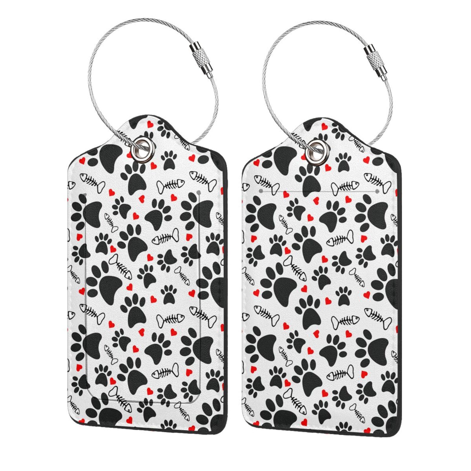Trace Doodle Paw of cat Prints Luggage Tags for Suitcase PU Privacy ...