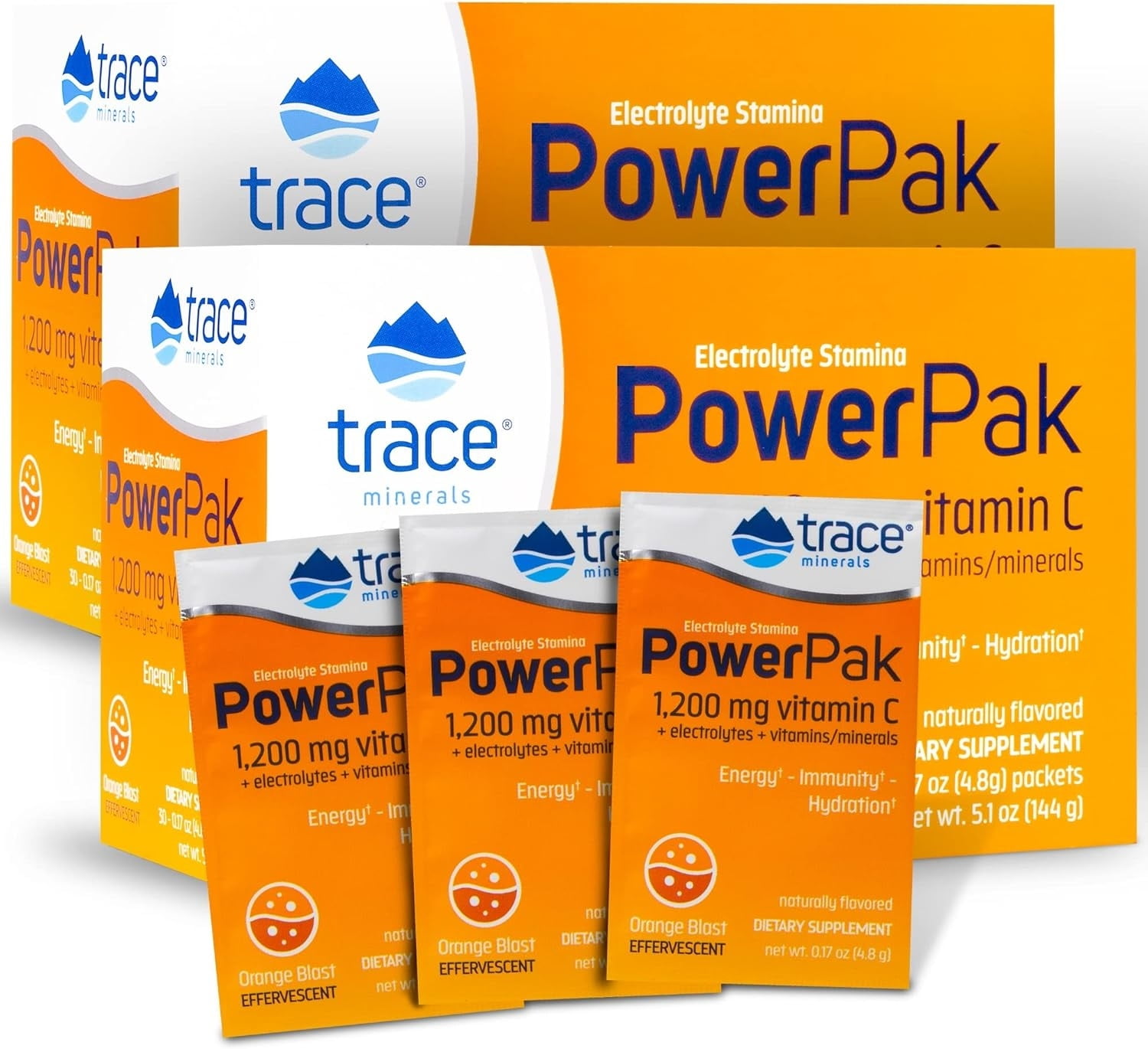 Trace Minerals Natural Electrolyte Stamina Power Pak - Orange Blast ...