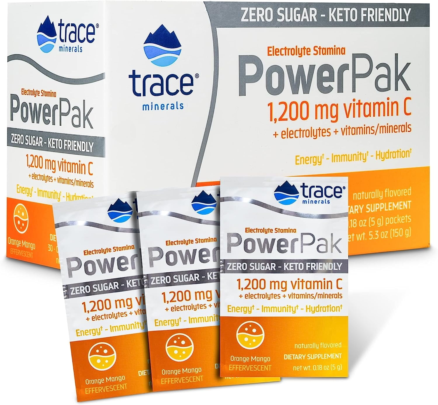 Trace Minerals | Power Pak Sugar Free Electrolyte Powder Packets | 1200 ...