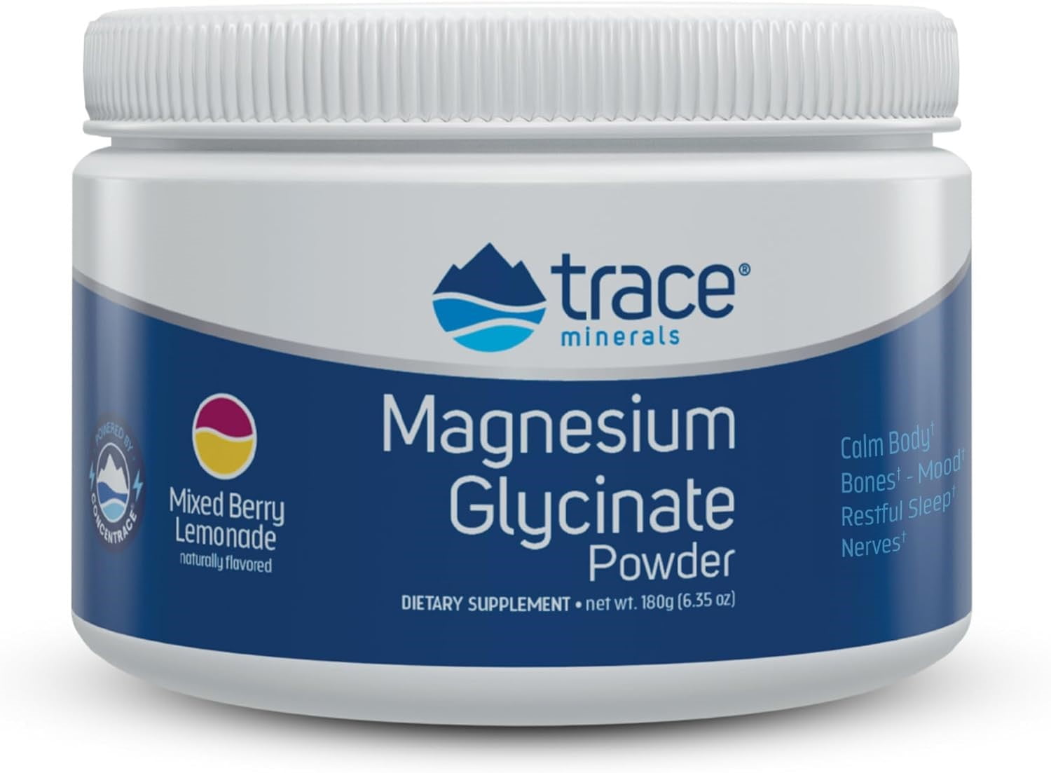Trace Minerals Magnesium Glycinate Powder - Mixed Berry Lemonade 180 g ...