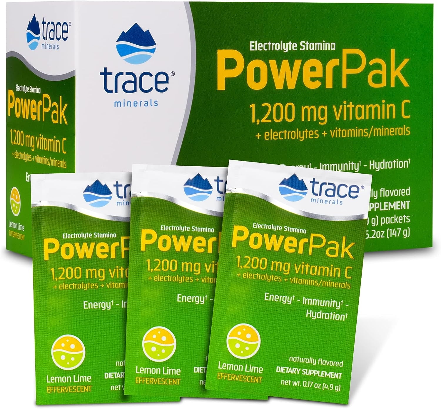 Trace Minerals | Power Pak Electrolyte Powder Packets | 1200 mg Vitamin ...