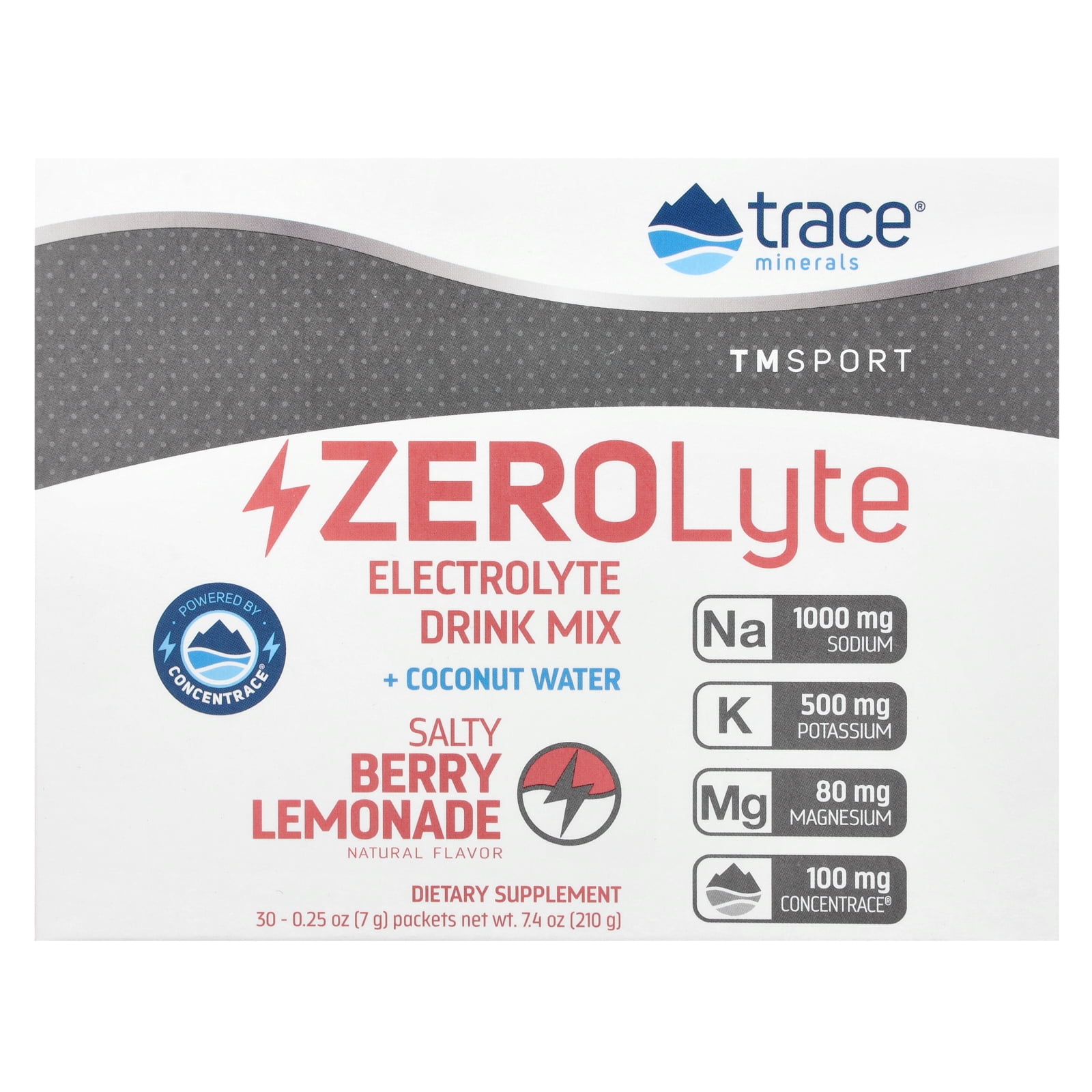 Trace Minerals ZEROLyte-Electrolyte Drink Mix + Coconut Water-Salty ...