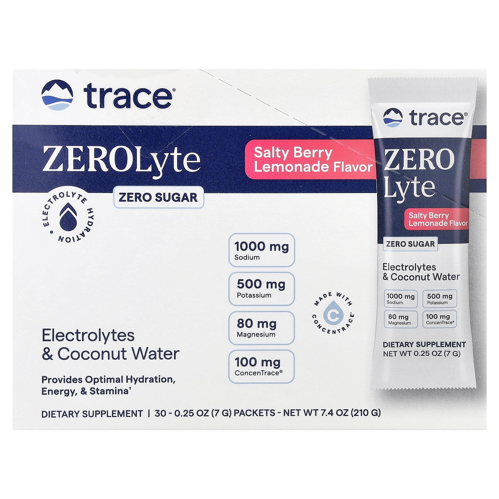 Trace Minerals ZEROLyte-Electrolyte Drink Mix + Coconut Water-Salty ...