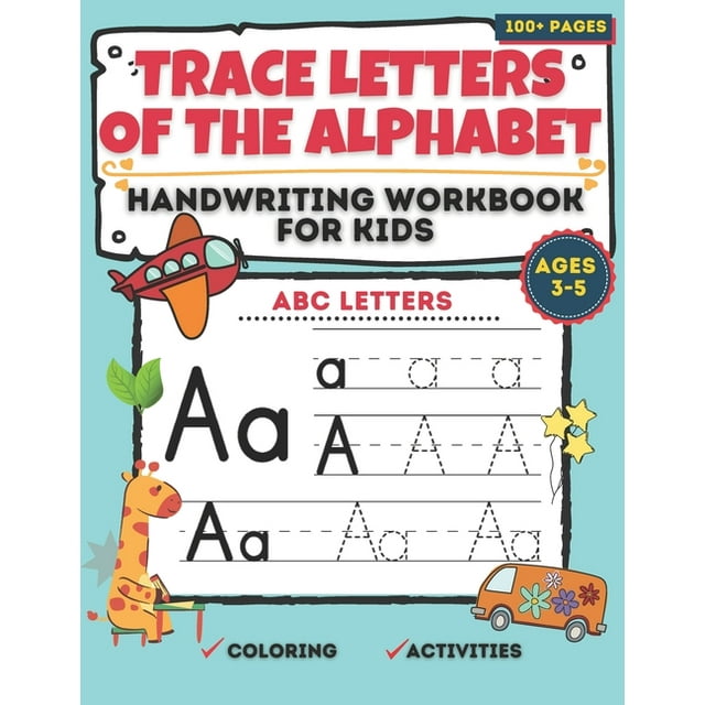 Trace letters of the alphabet handwriting workbook for kids Ages 3-5 ...