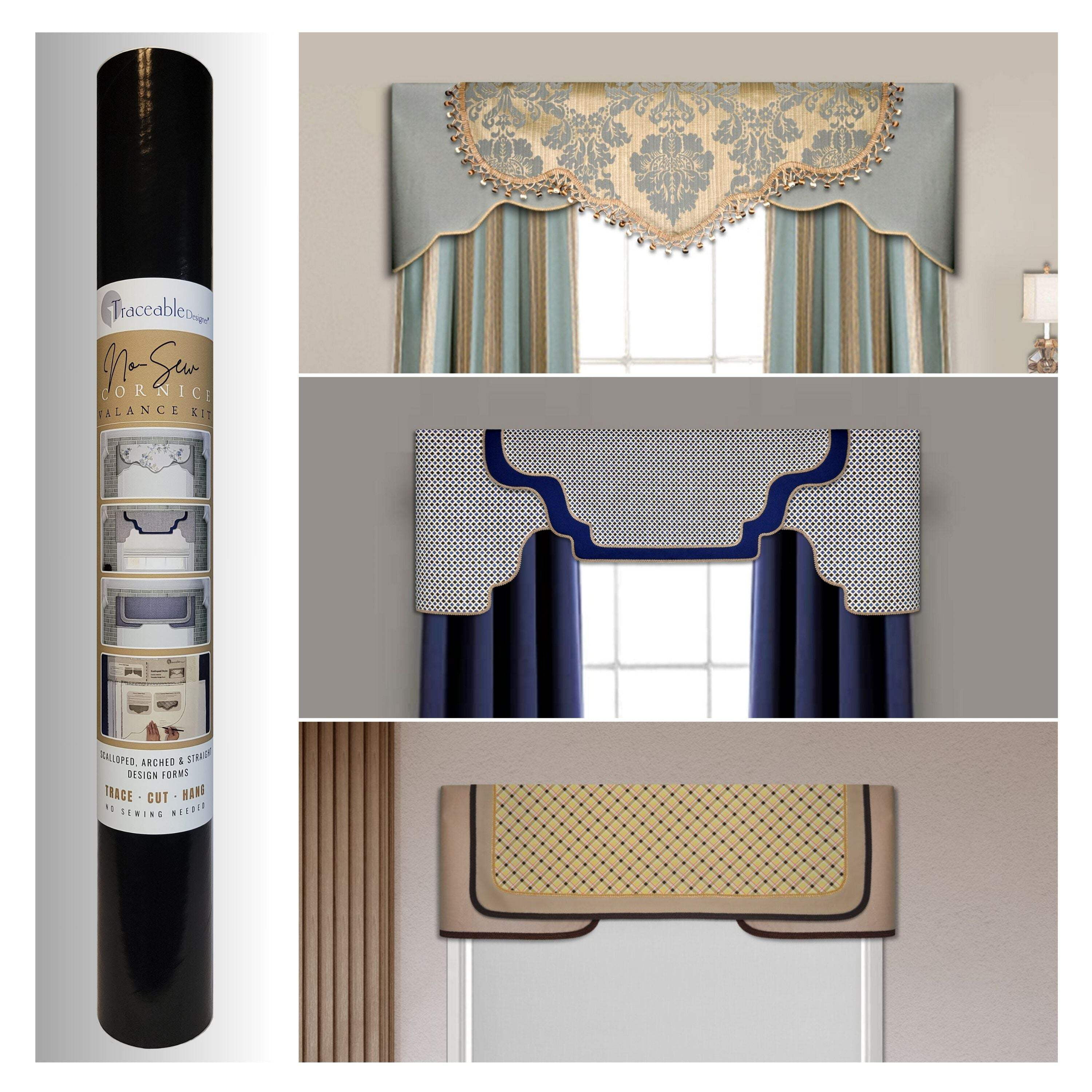 Traceable Designer Multi-Style Cornice Valance Kit – No-Sew DIY Home ...