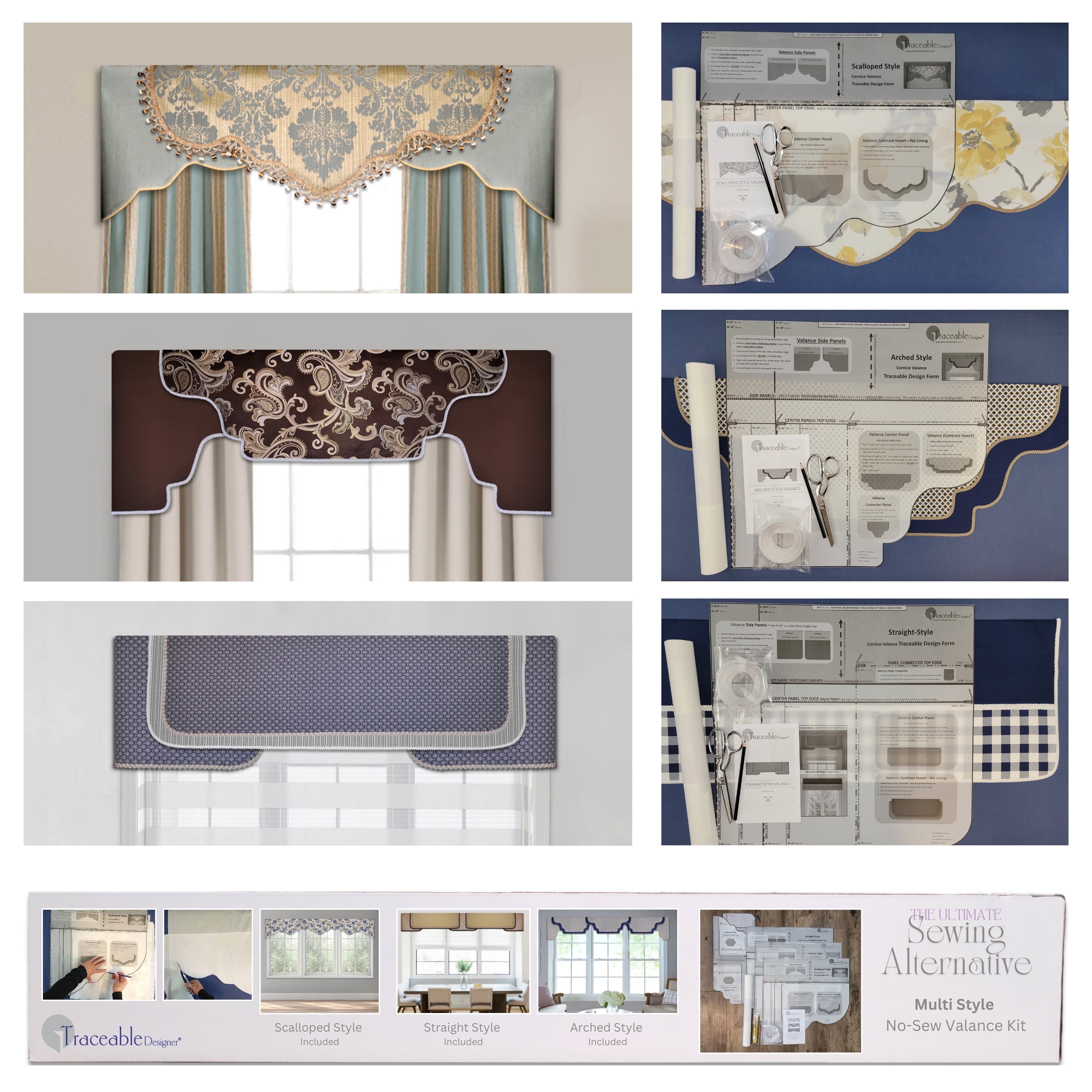 Traceable Designer, Multi-Style Cornice-Valance Making Kit, No-Sew ...