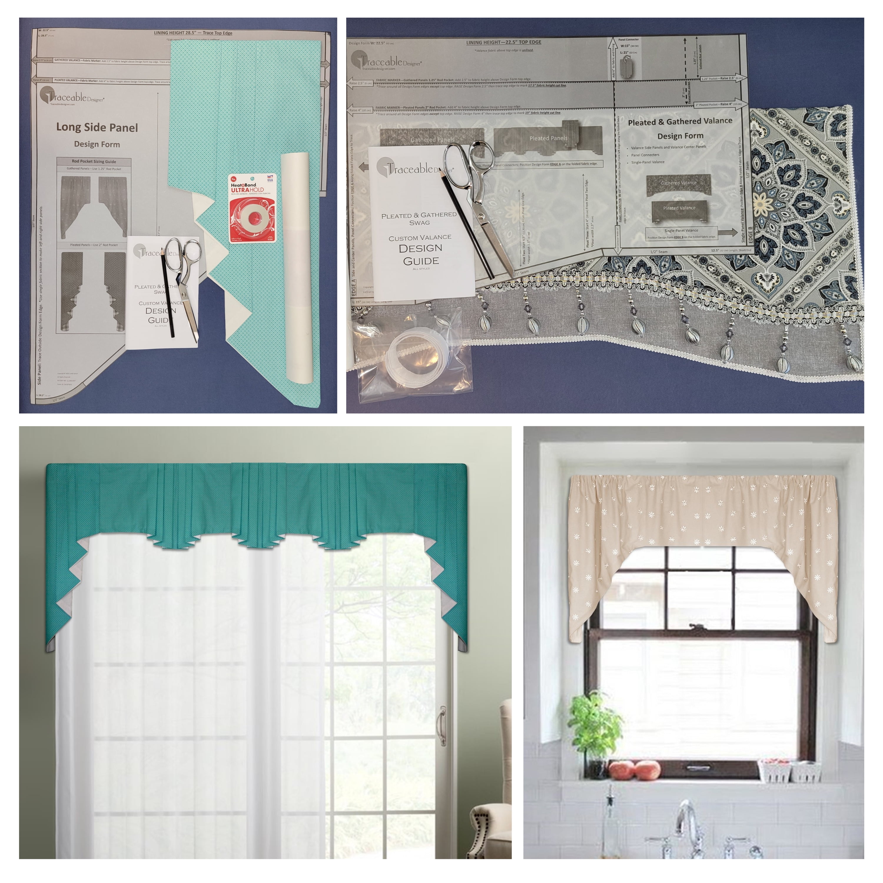 Traceable Designer Pleated & Gathered Swag Valance, Reusable Kit, No ...