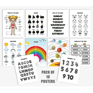 Traceease 10 Educational Posters for Classroom Decor & Kindergarten ...