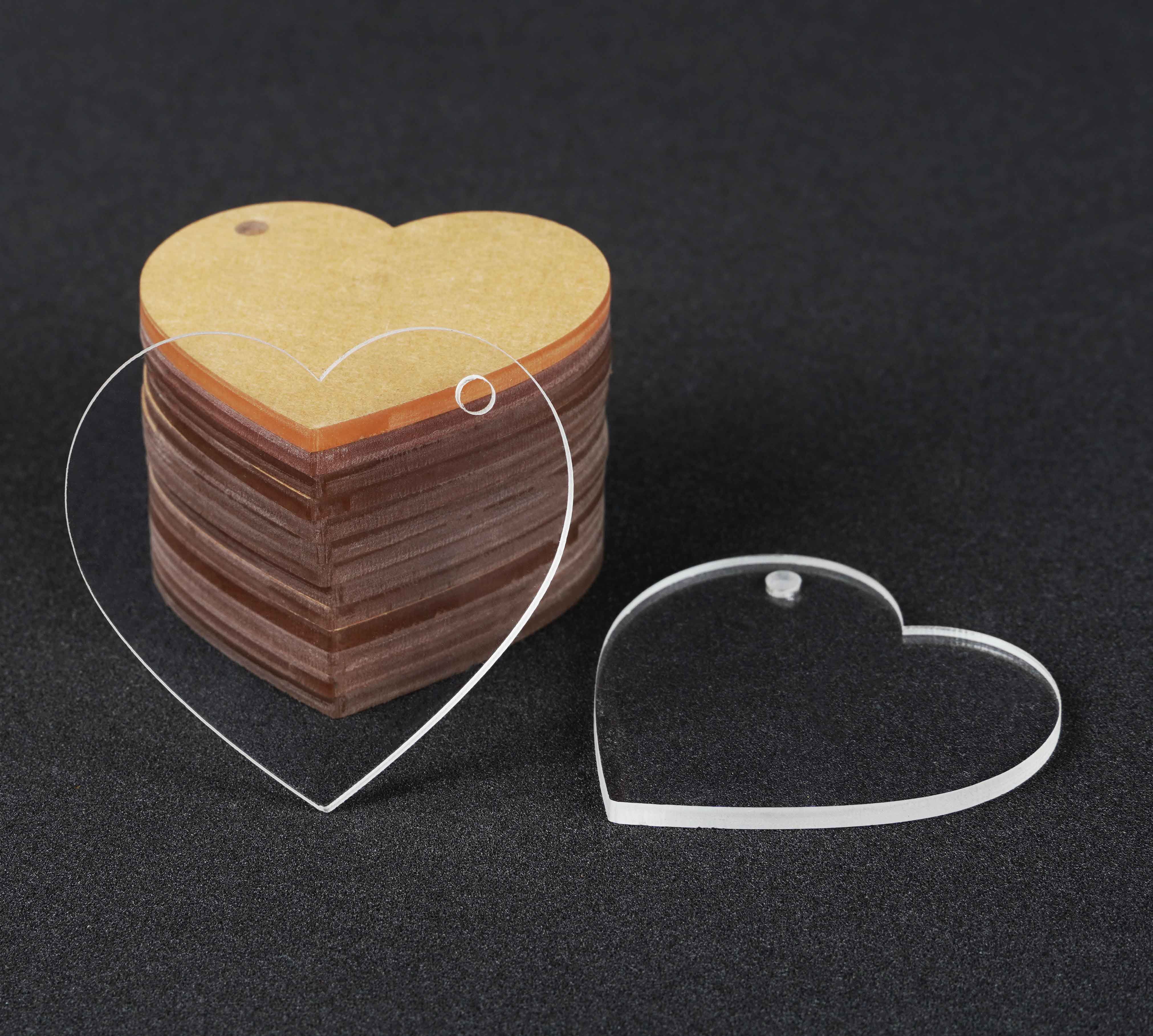 Traceease 2" inches Heart Shape With Hole Clear Acrylic Ornament Blank ...