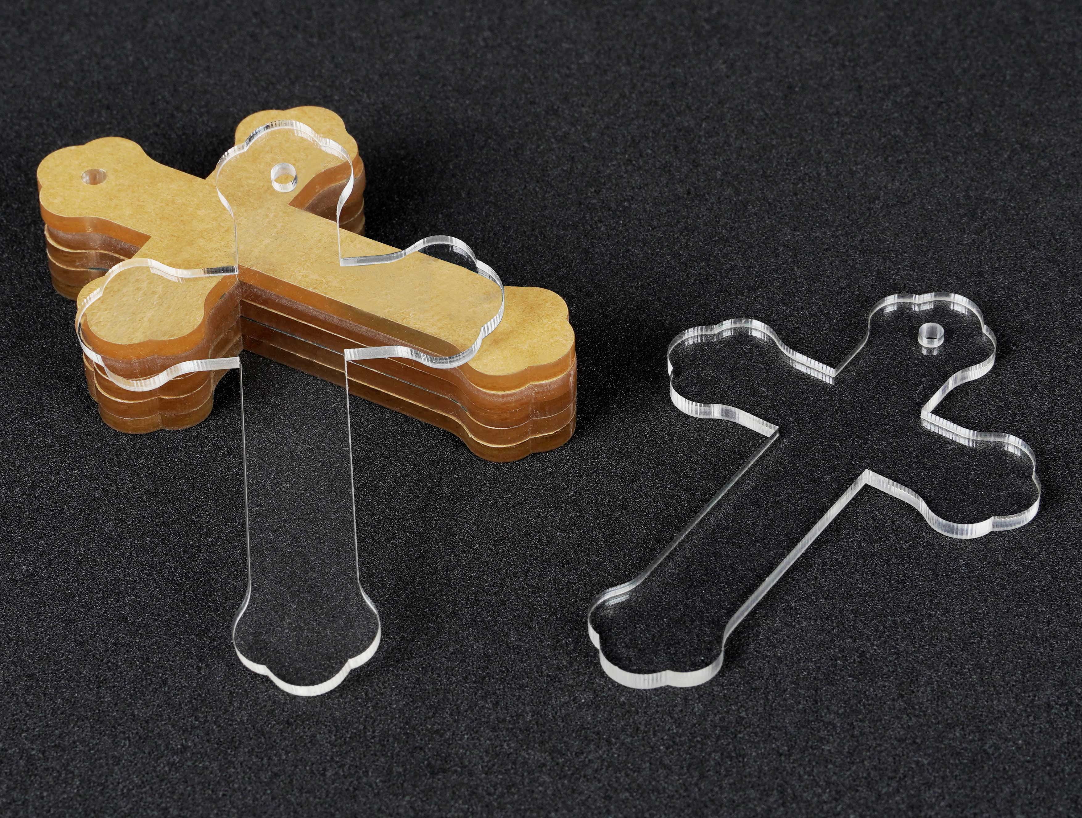 Traceease 3" inches Cross Shape With Hole Clear Acrylic Ornament Blank ...