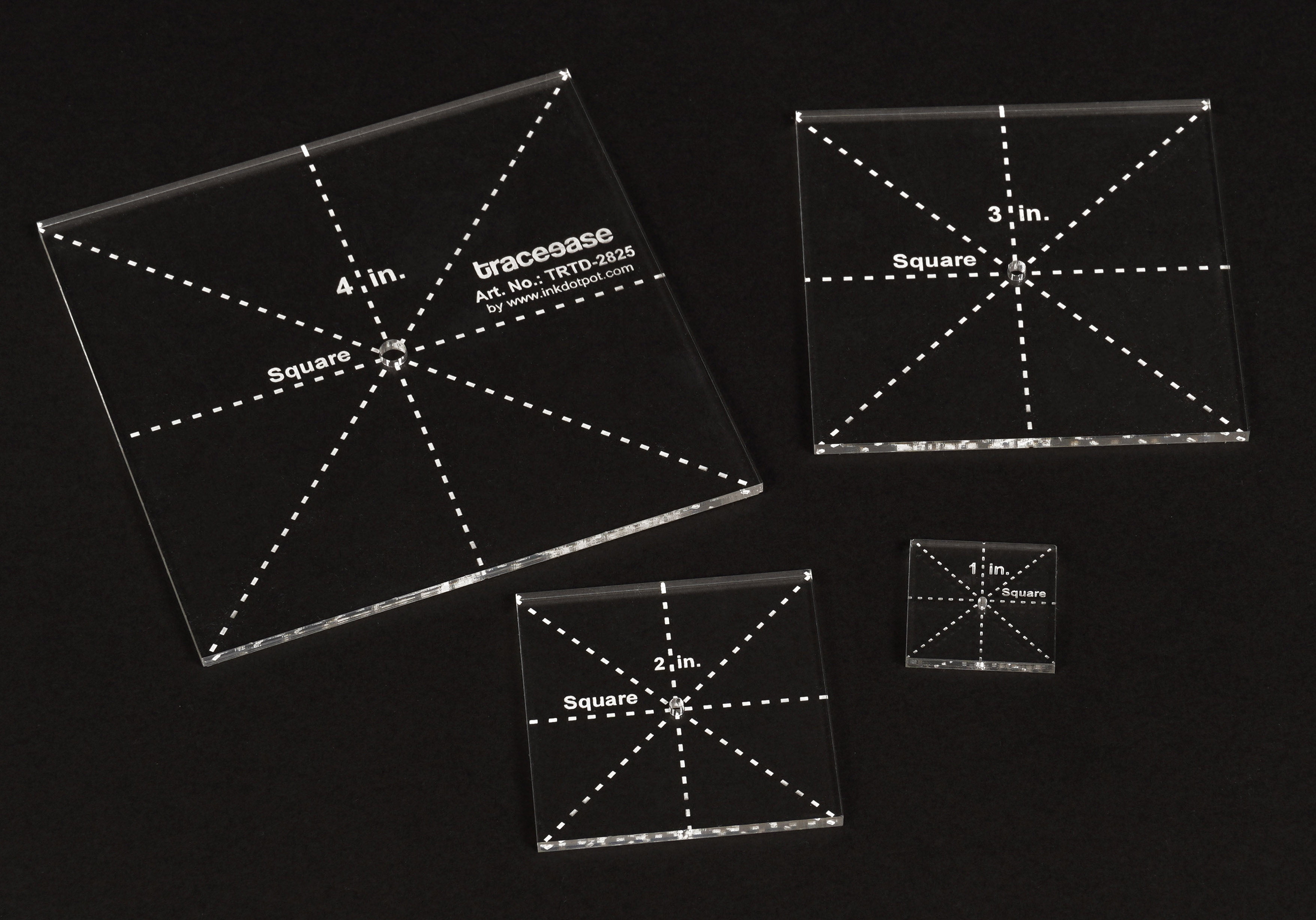 Traceease 4 Pcs Square Shaped Geometric Stencil Templates 1"/2"/3"/4 ...