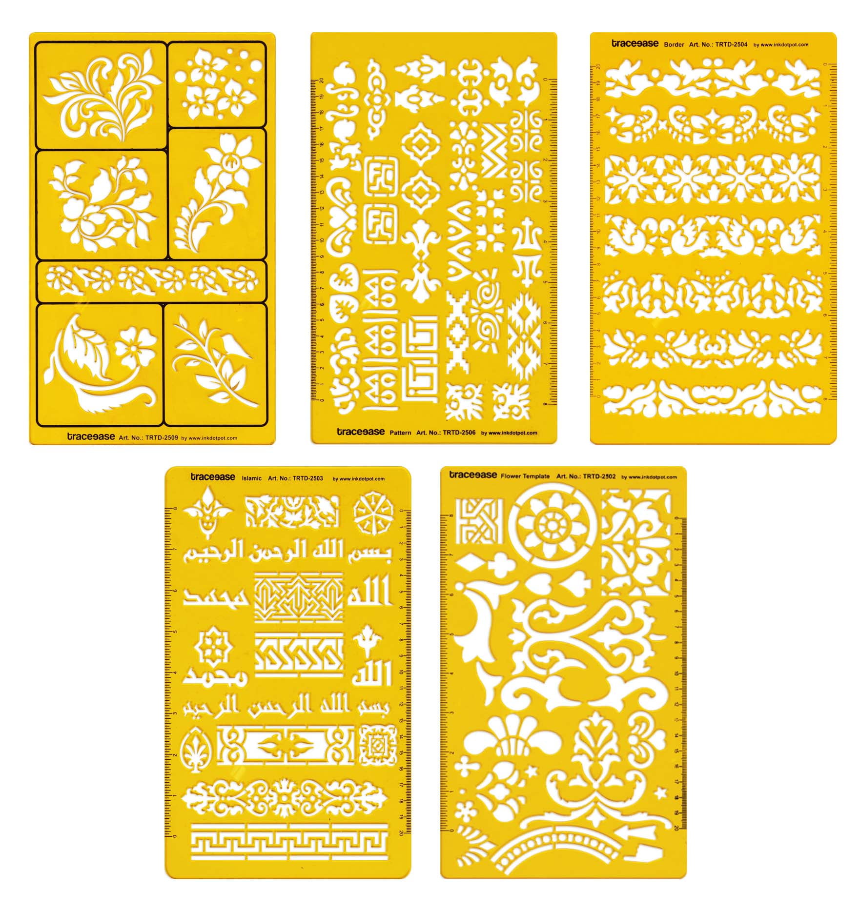 Traceease 5 Pieces Floral Multi-Pattern Drawing Templates For ...