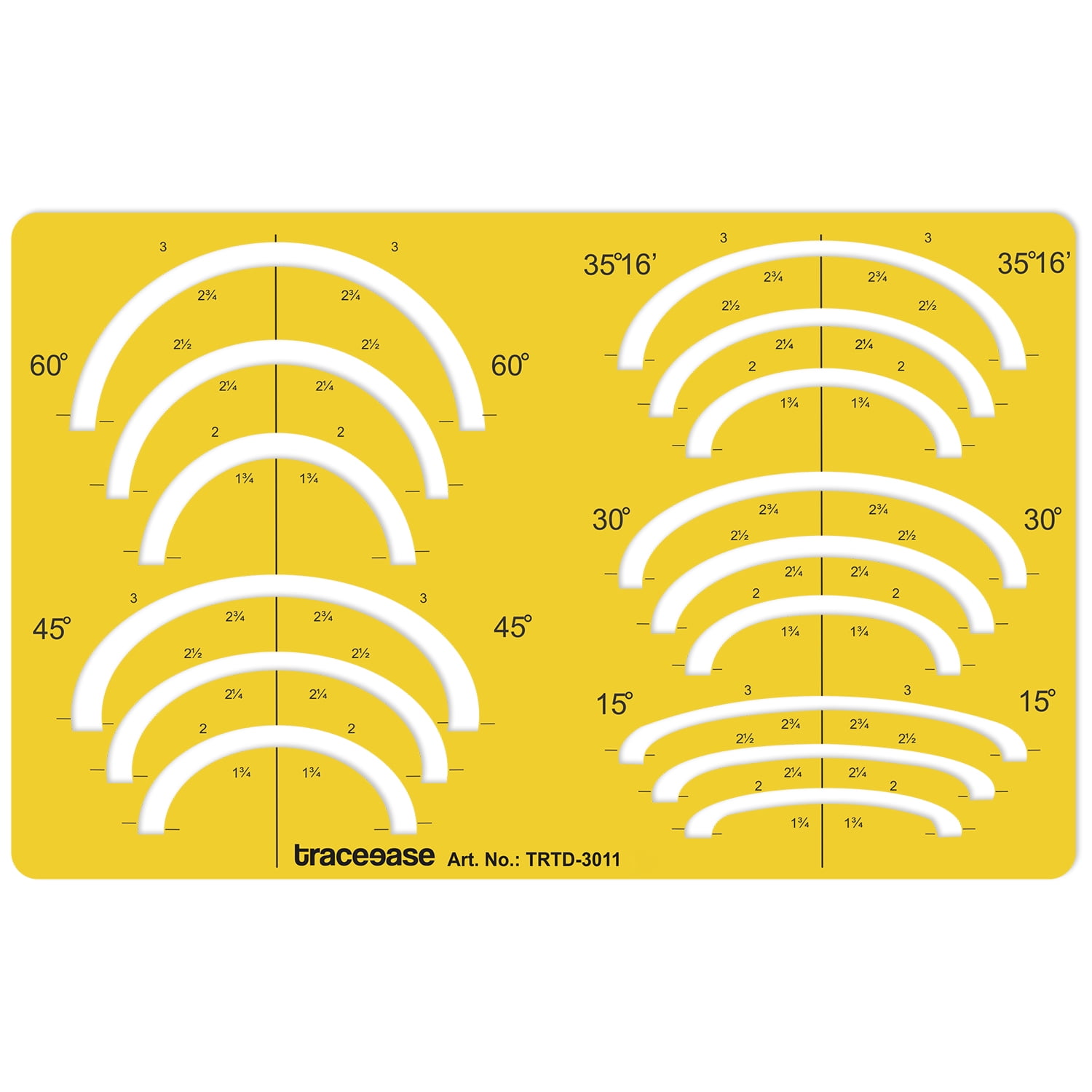 Traceease Angle Radius Arc Drafting Stencil with 15, 30, 45, 60 Degree ...