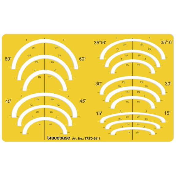 Traceease Angle Radius Arc Drafting Stencil with 15, 30, 45, 60 Degree ...