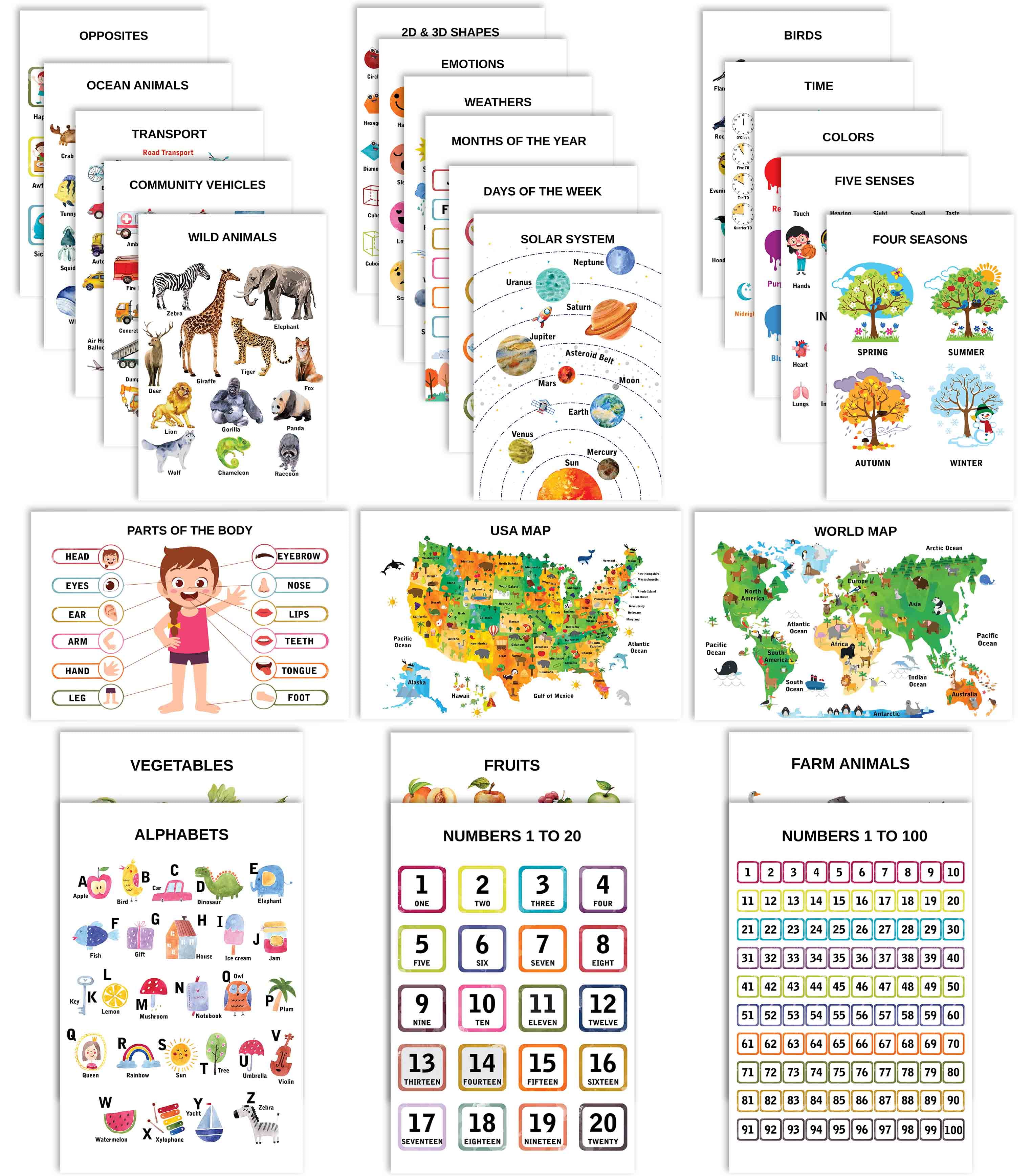 Traceease Educational Poster For Elementary School, Pack Of 25 ...