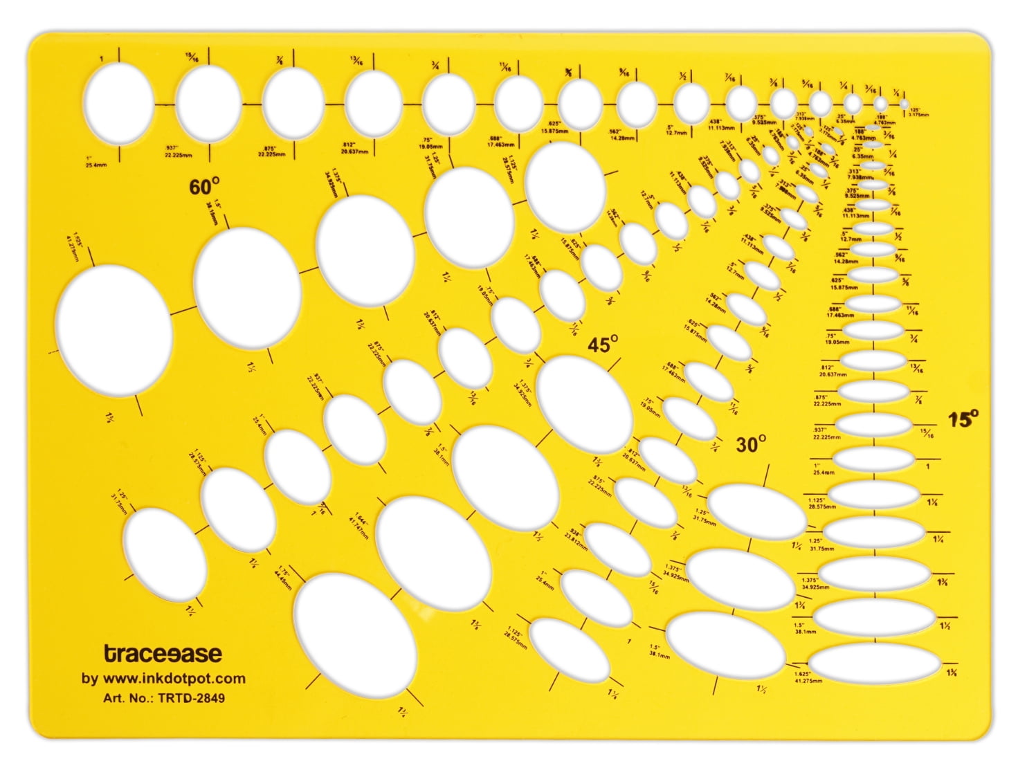 Traceease Geometric Combination Ellipse Master Template, 15 Degree, 30 ...