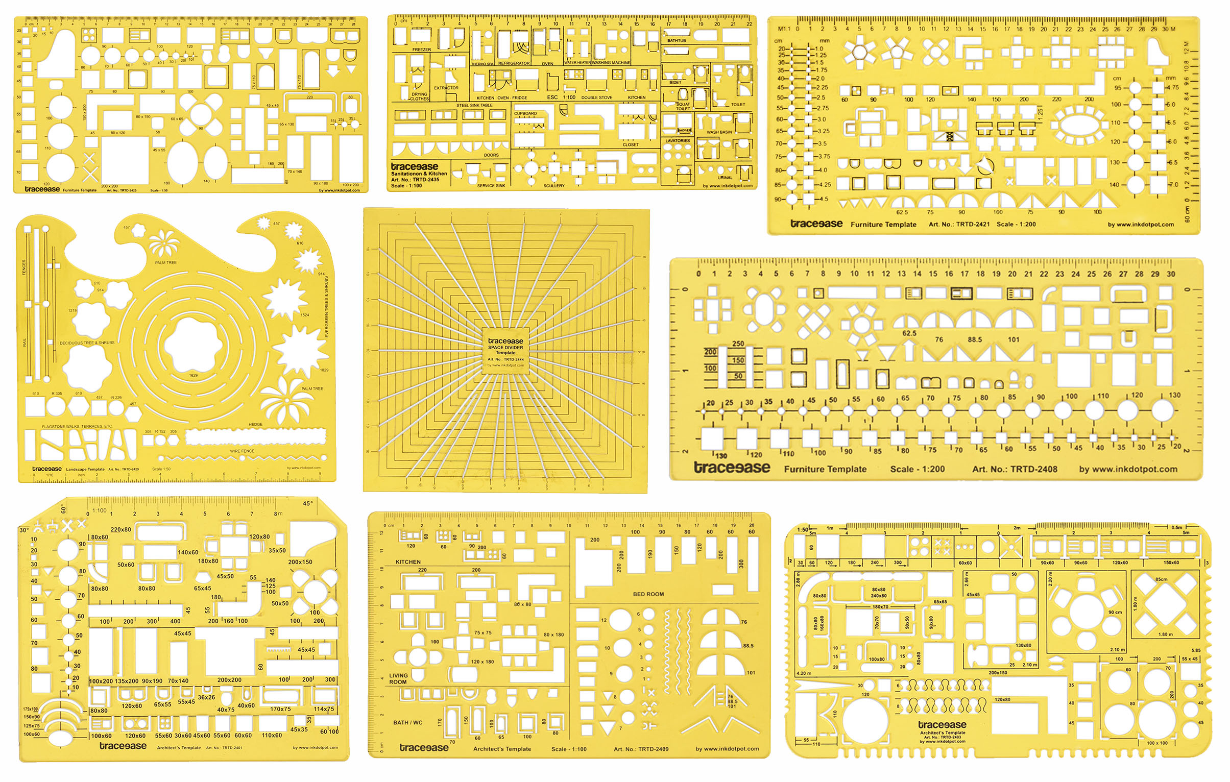 Traceease Lot of 9 Pieces, Architect Templates For Kitchen/Bath/Bed ...