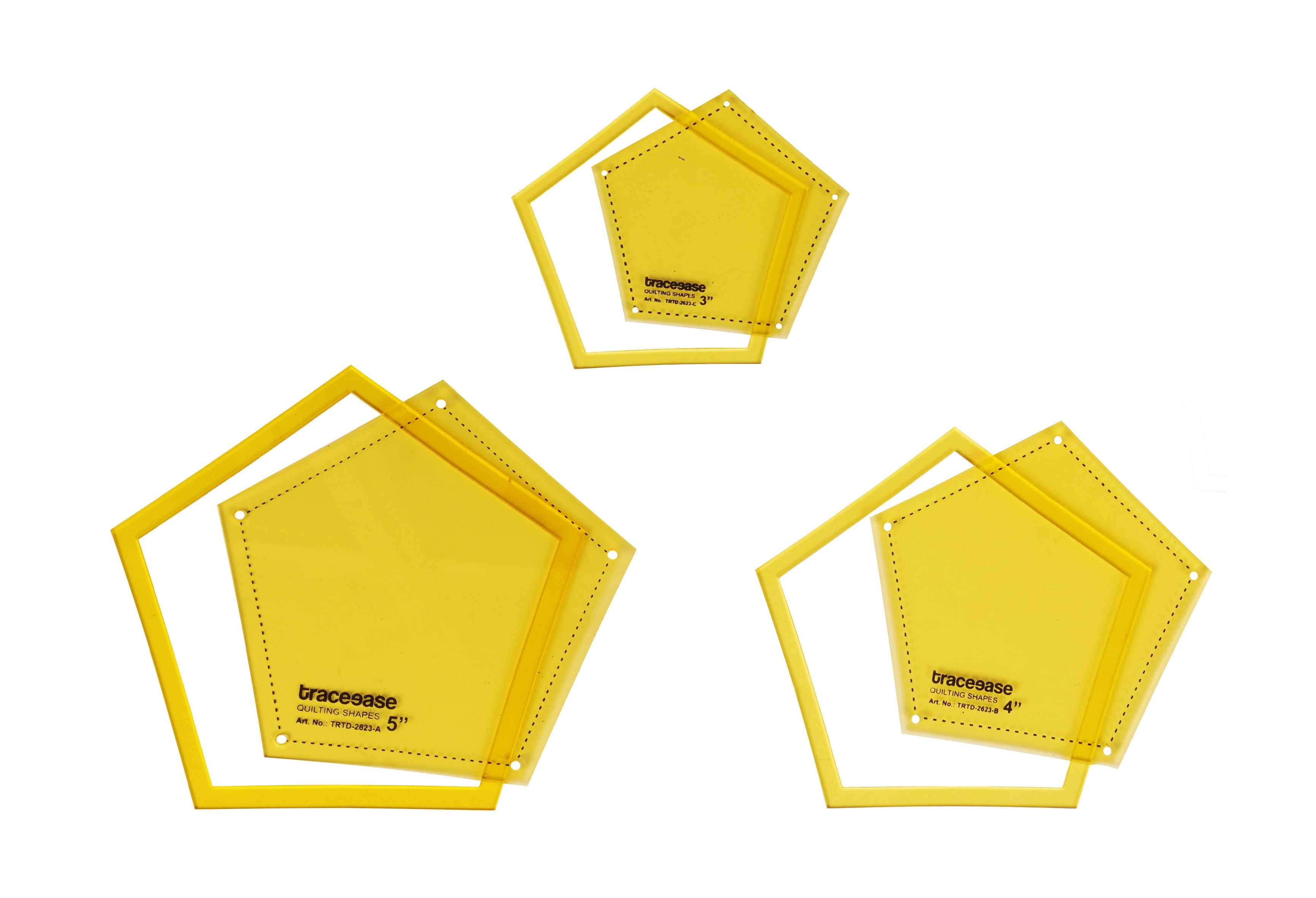 Traceease Pentagon Quilting Template Stencils Set Of 3, 3"/4"/5" inches ...