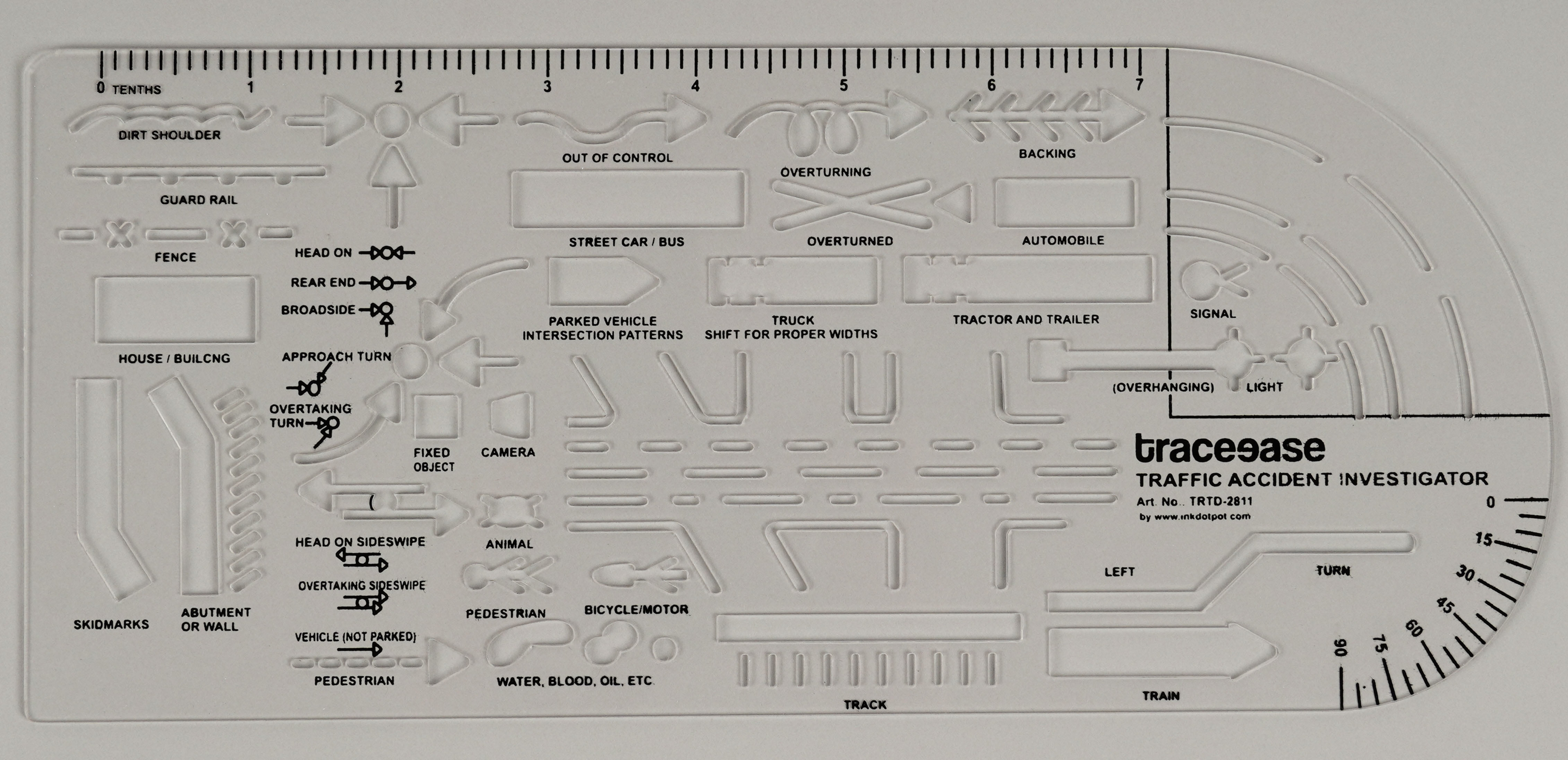 Traceease Traffic Accident Investigator Inlay Template 10.25 x 4.5 ...