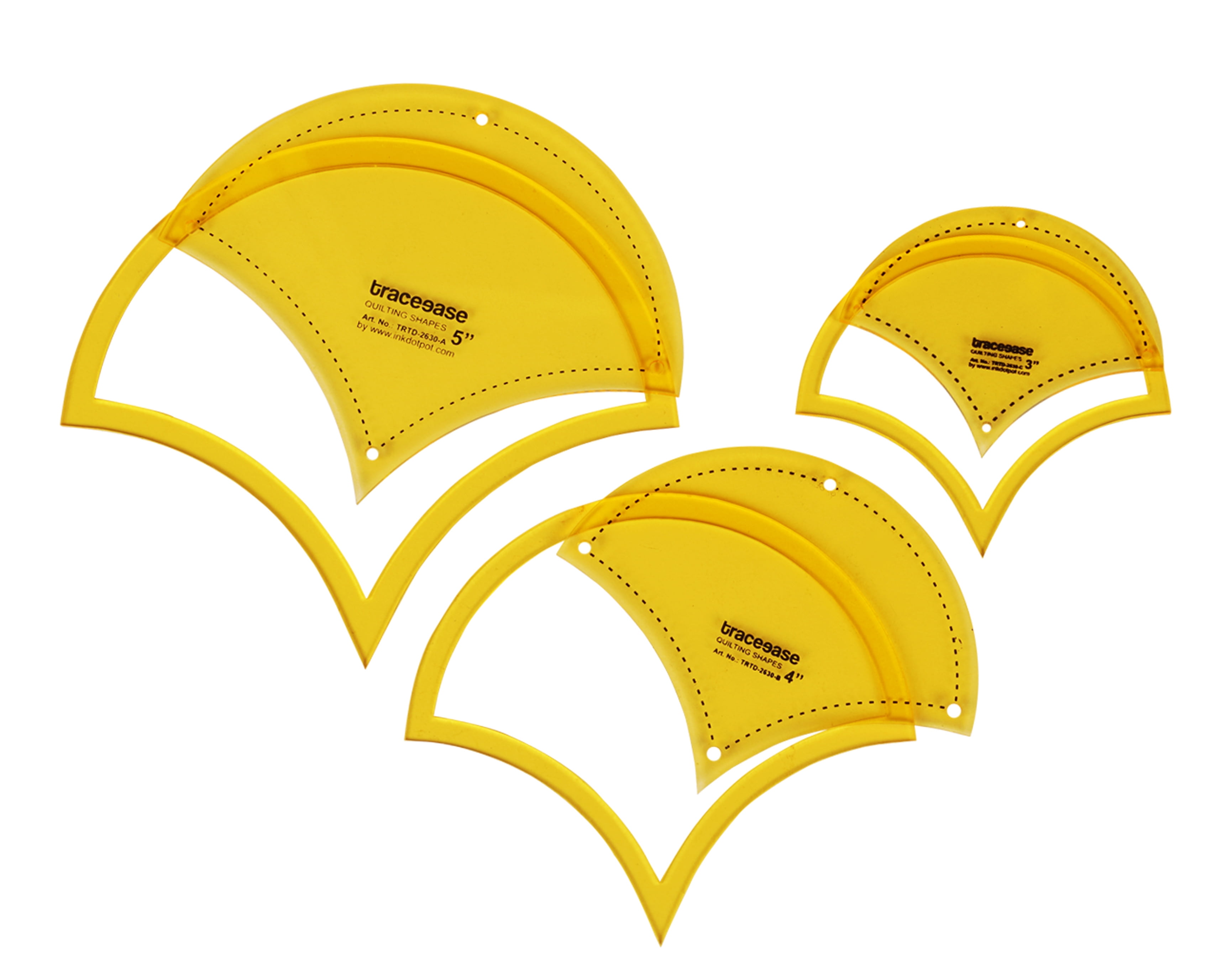 Traceease clam shell Quilting Template Stencils Set Of 3, 3"/4"/5 ...