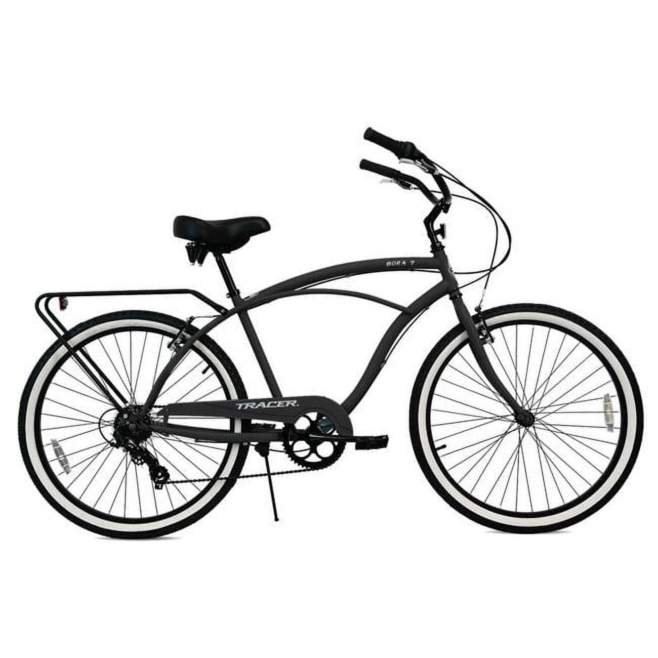 Tracer Bora Men's 26" Beach Cruiser Bike with Rear Rack, Matte Black ...