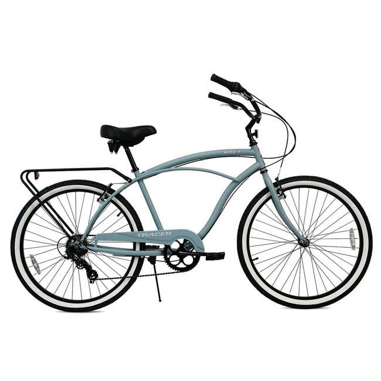 Tracer Bora 26 Inch 7 Speed Beach Cruiser Bikes for Men with Rear Rack ...