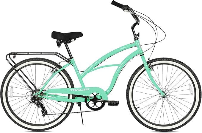 Tracer Bora 26-Inch Green Female Beach Cruiser Bike 7-Speed Disc Brake ...