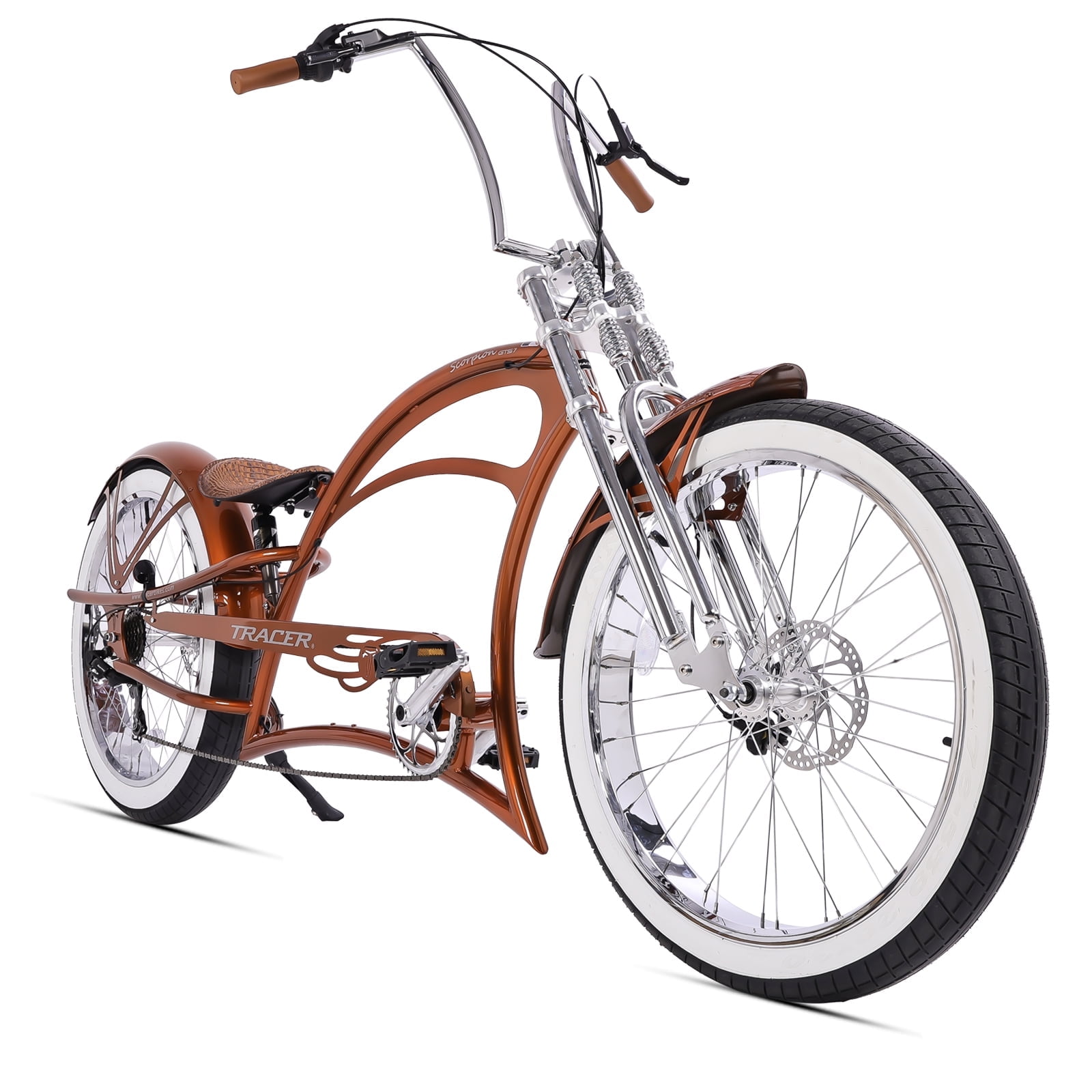 Tracer Scorpion GTS 26" Stretch Beach Cruiser Bike, 7-speed, Suspension ...