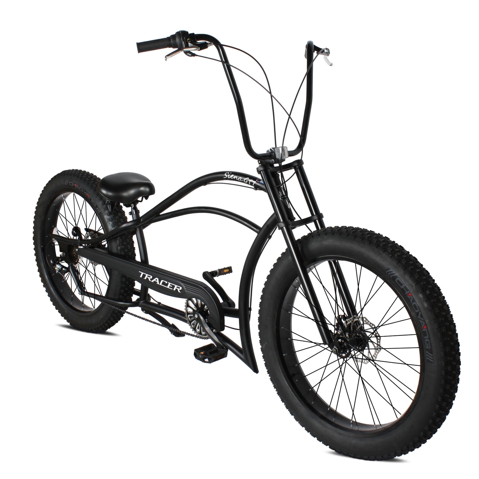 Tracer Siena GT7 Matte Black 26'' Chopper Stretch Cruiser Fat Tire ...