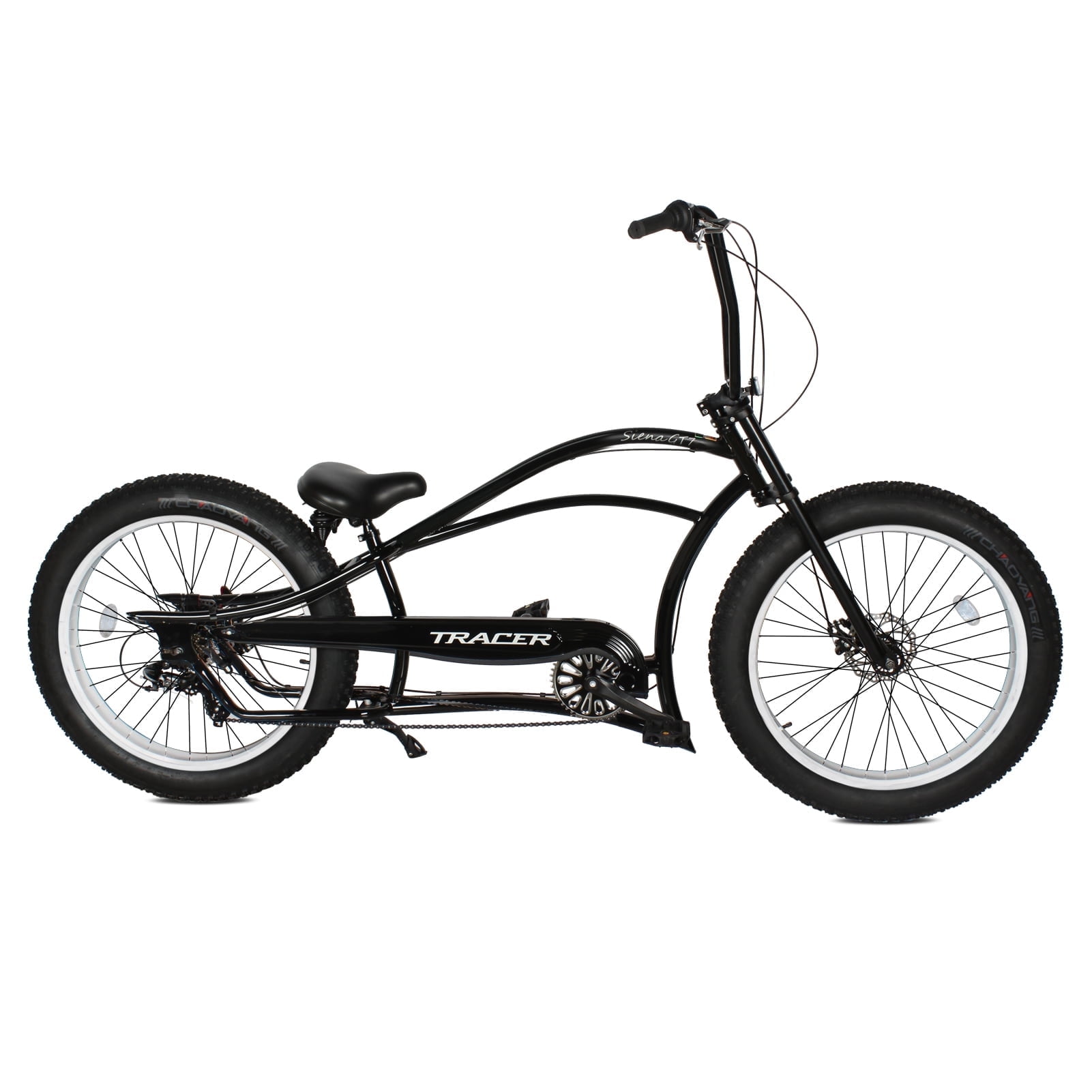 Tracer Siena GT7 Matte Black/Polished 26'' Chopper Stretch Cruiser Fat ...