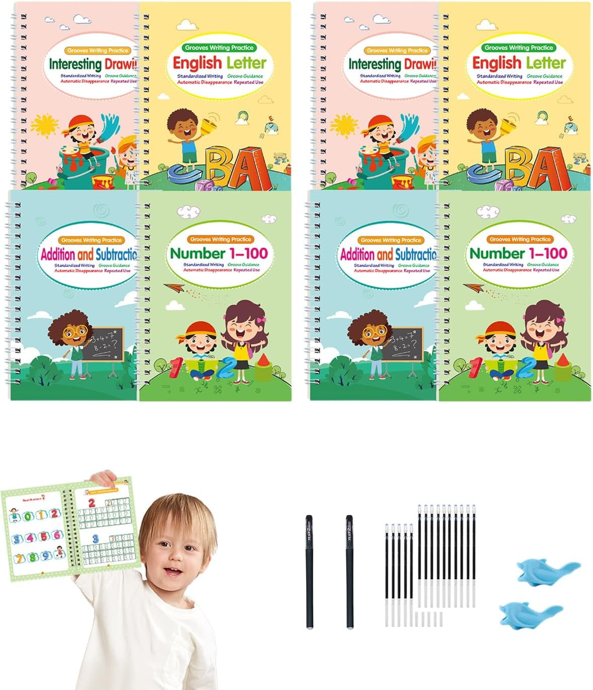 Tracetrek Workbook,Motor Magic WorkBooks Full Set 4 Book W/10 Replacement Refills+1 Pen+1 Pencil ...