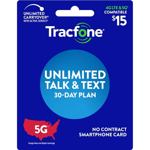 Tracfone $15 Smartphone Unlimited Talk & Text 30-Day Prepaid Plan ...