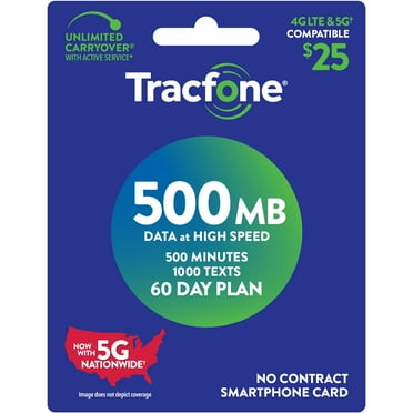 Tracfone $125 Smartphone 1-Year Prepaid Plan 1500 Min/ 1500 Txt/ 1.5GB ...